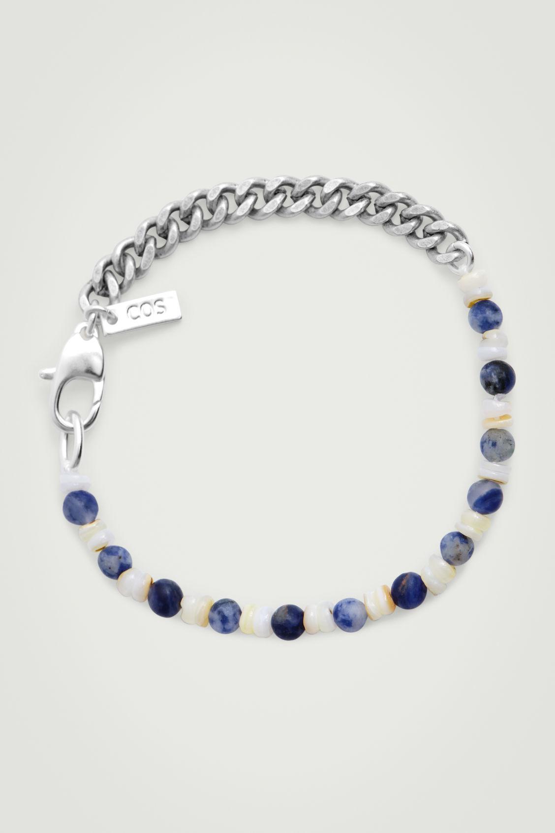 COS Stone And Shell Chain Bracelet in WHITE / BLUE | endource