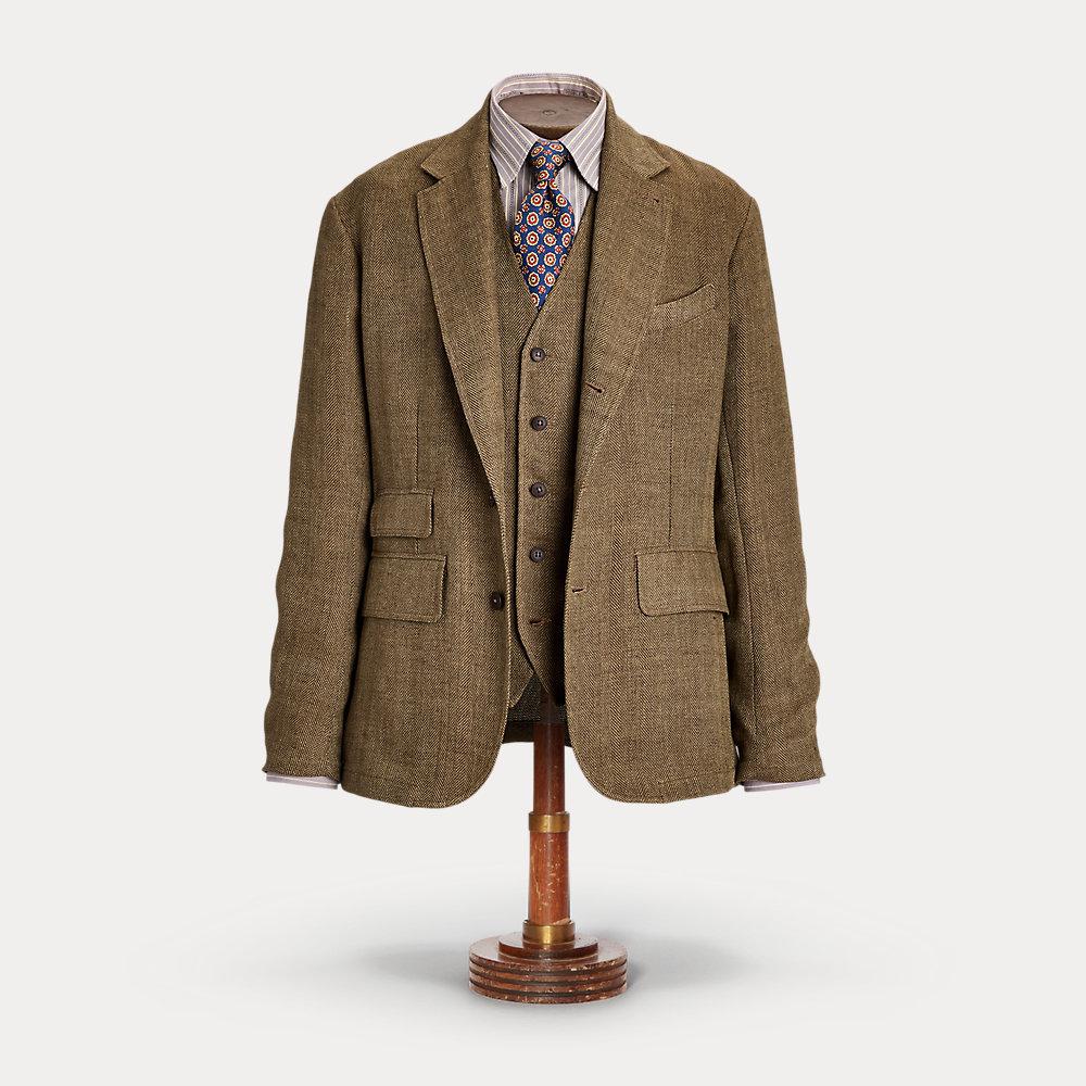 RALPH LAUREN RRL Unconstructed Herringbone Sport Coat in Brown | endource
