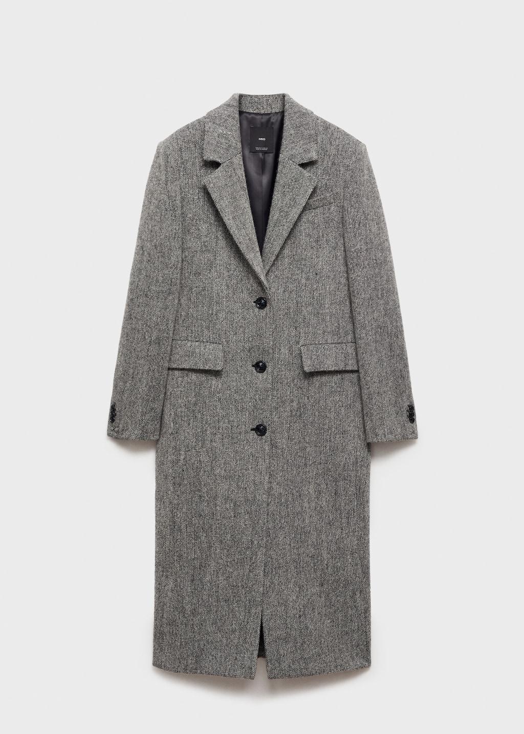 MANGO Flecked Wool-Blend Coat in Grey | endource