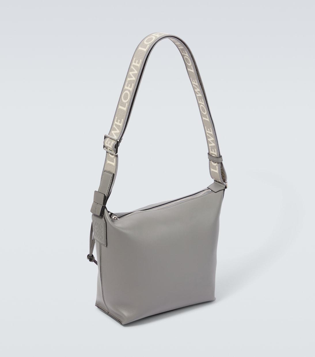 LOEWE Cubi Small Leather Crossbody Bag in Grey | endource