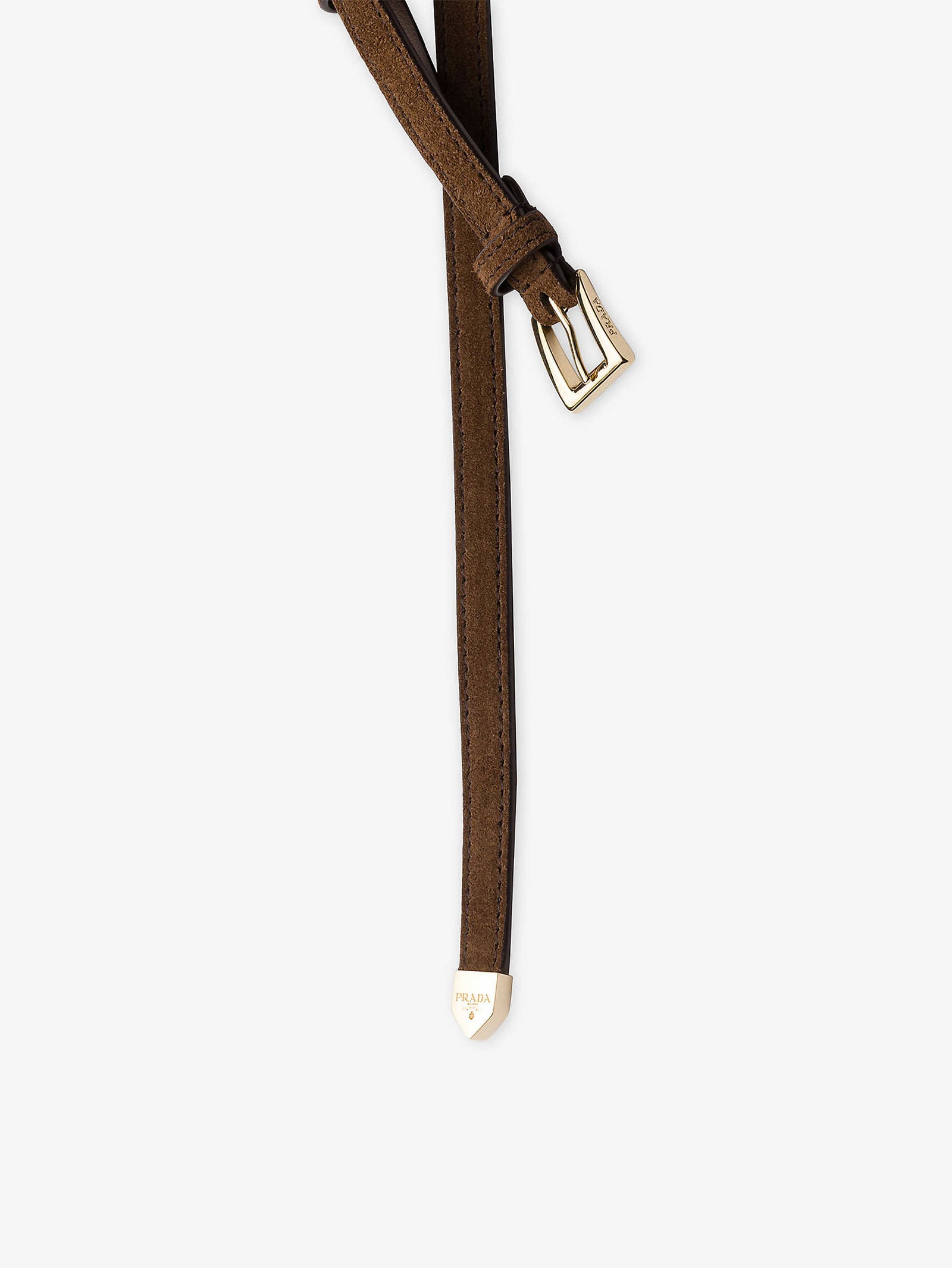 PRADA Brand-Engraved Suede Belt | endource