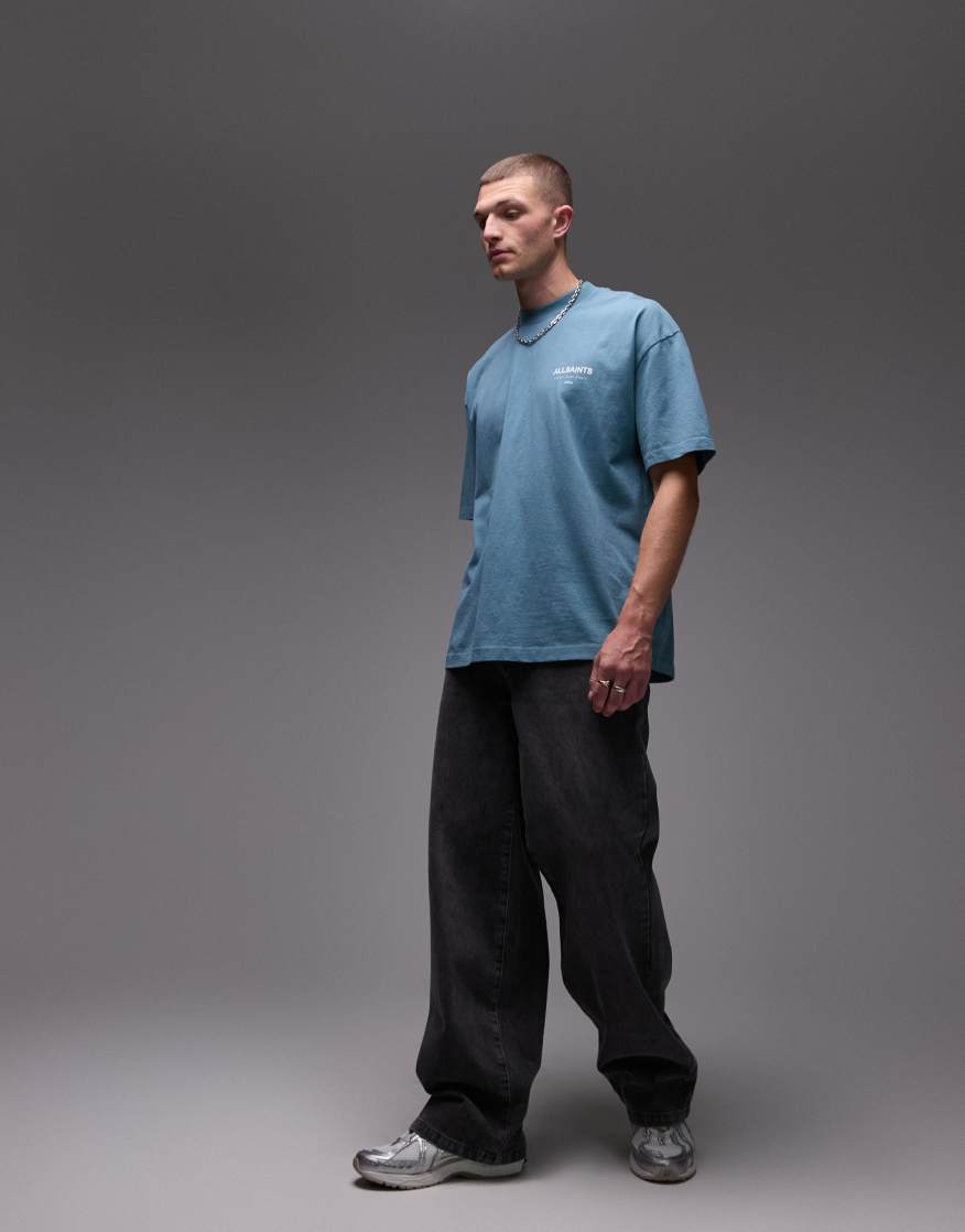 ALLSAINTS Underground Oversized T-shirt In Eris Blue - MBLUE | endource