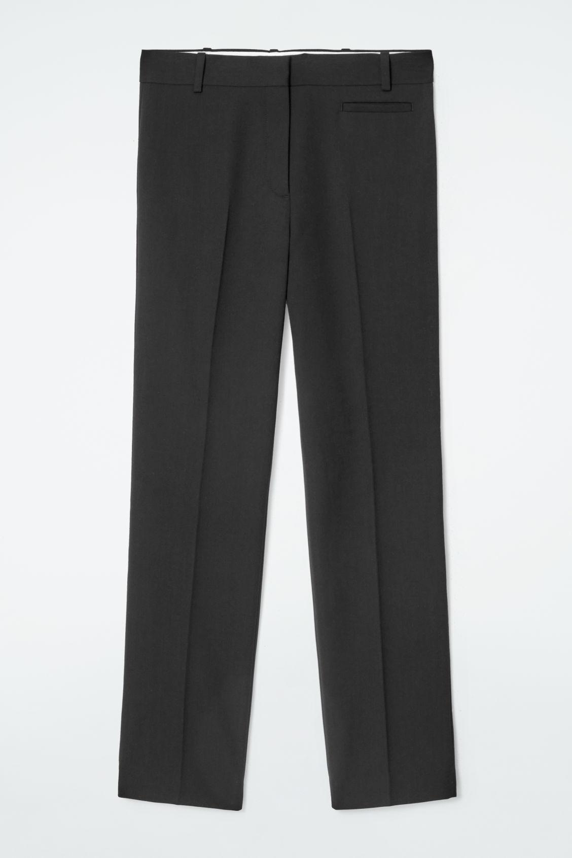COS Tailored Wool Slim-Leg Trousers in BLACK | endource