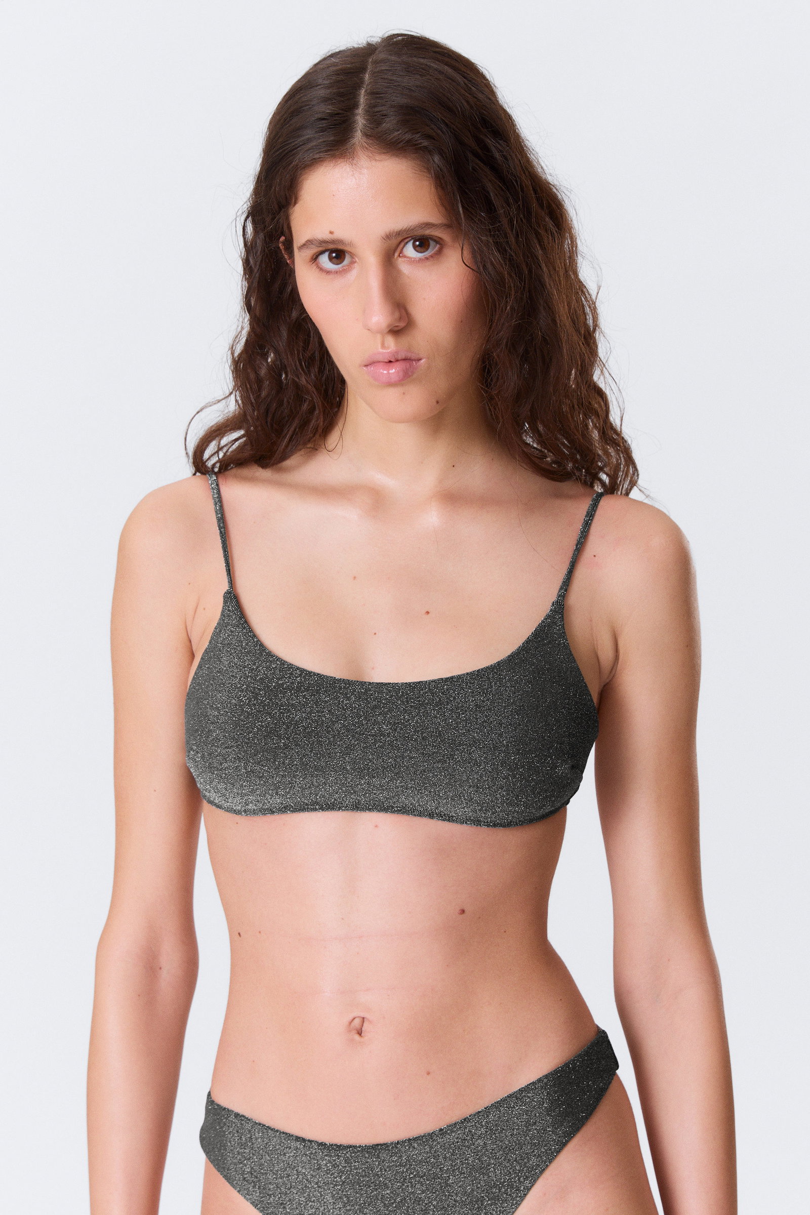 Weekday Tie Back Glitter Bikini Top Endource