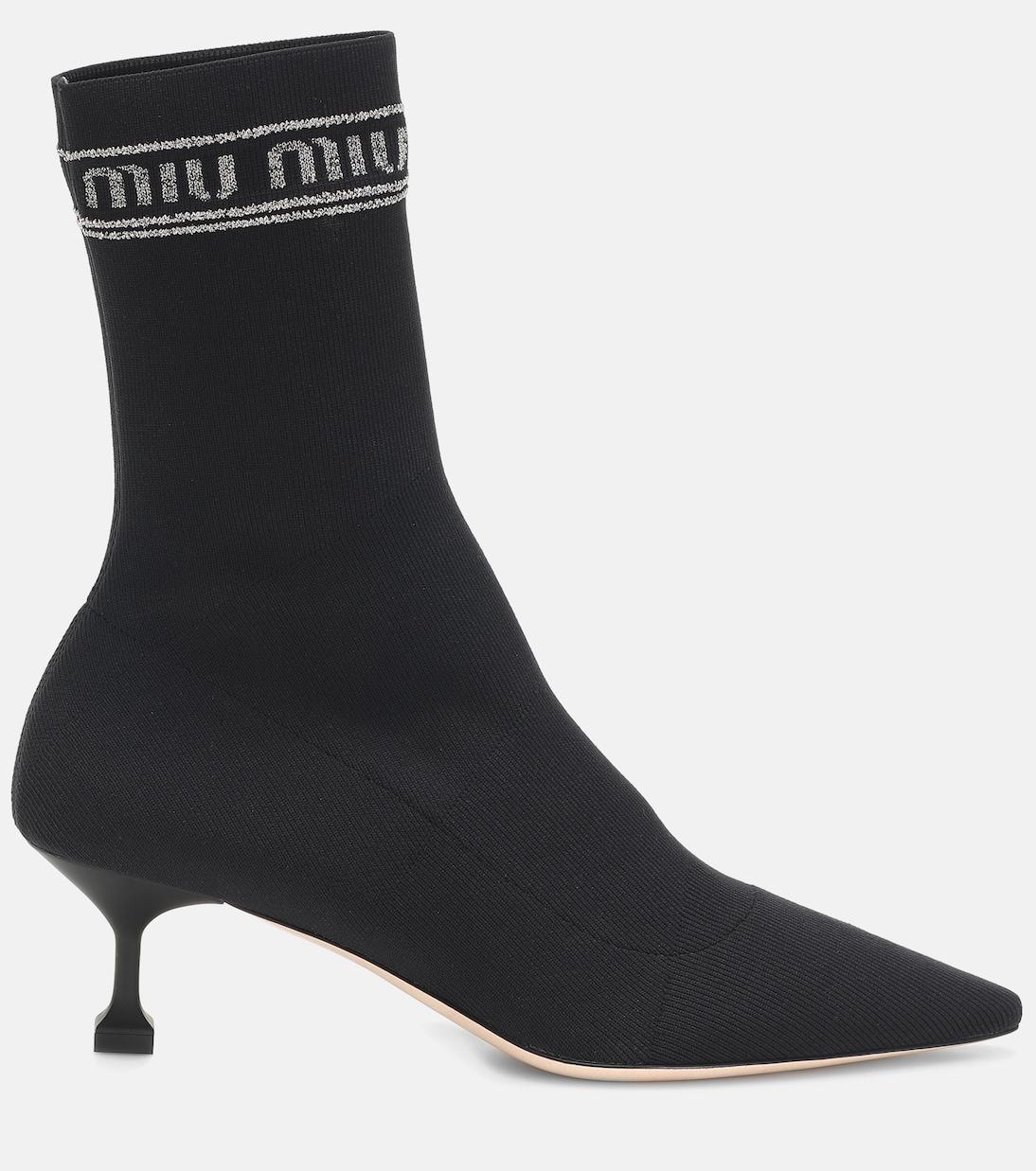 MIU MIU Sock Boots in Black | Endource