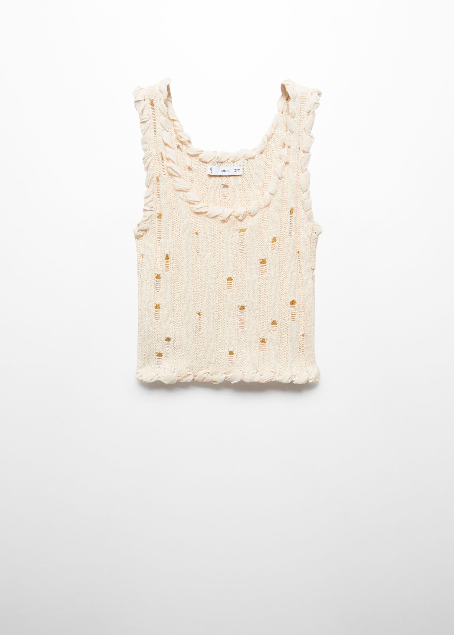 MANGO Ripped Knit Top in Off White | Endource