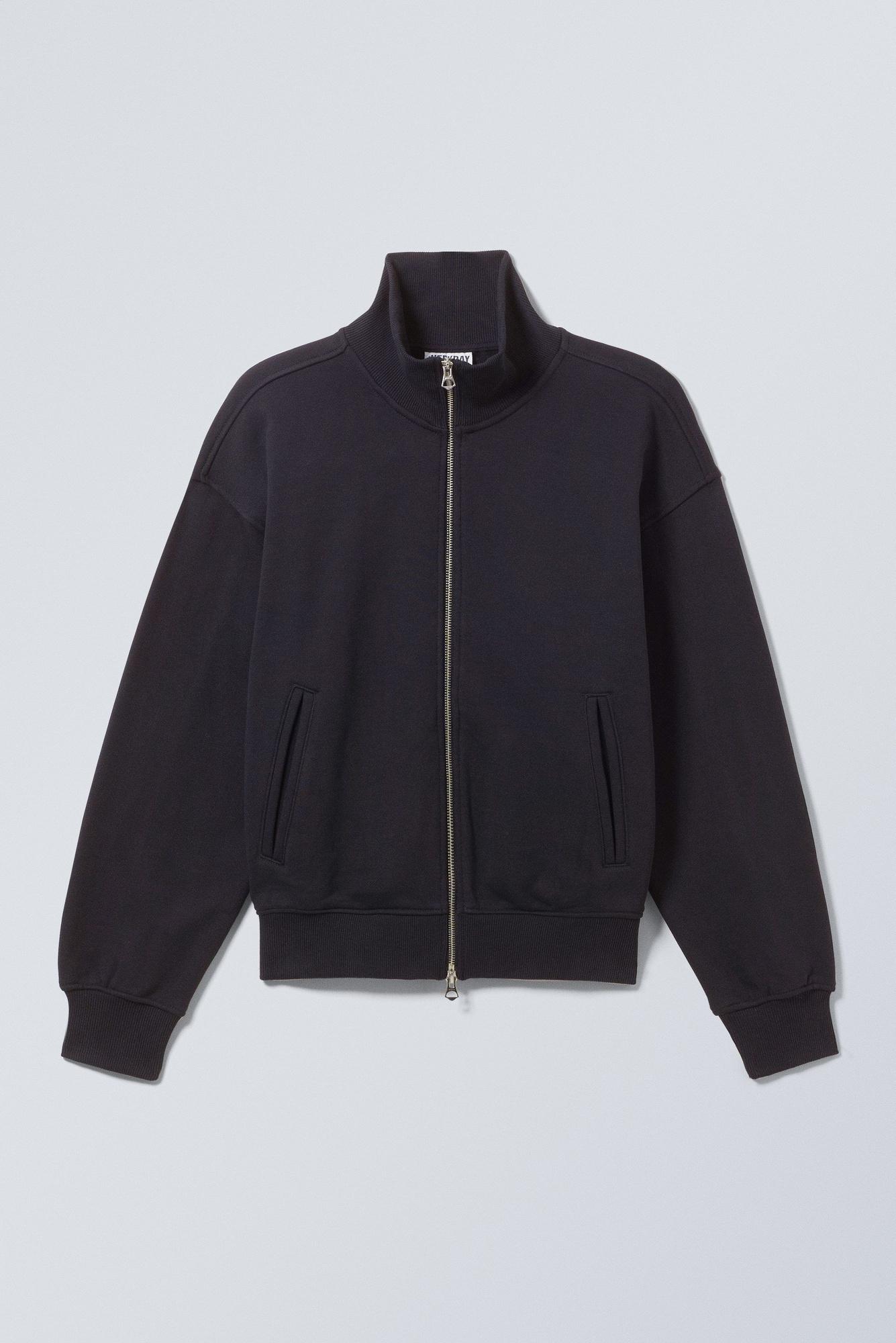 WEEKDAY Zip-Up Cotton Track Jacket in Navy Blue | endource