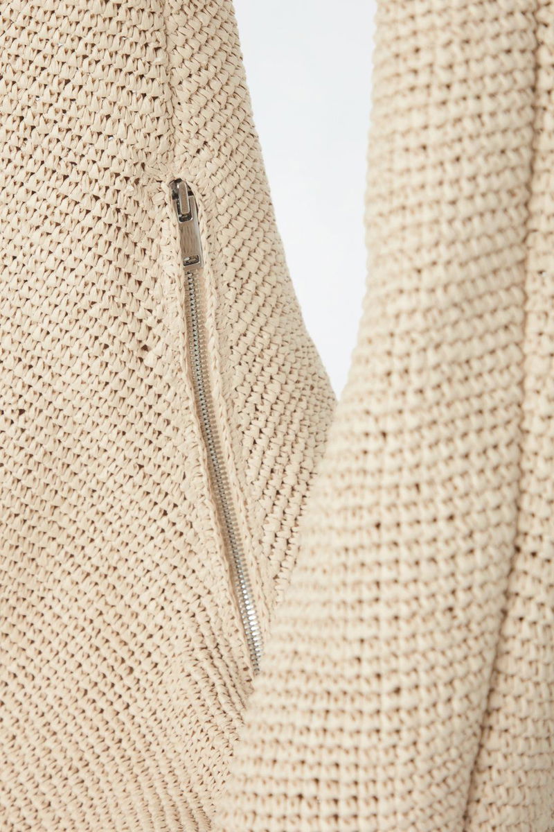 COS Oversized Sling Raffia Bag in LIGHT BEIGE | Endource