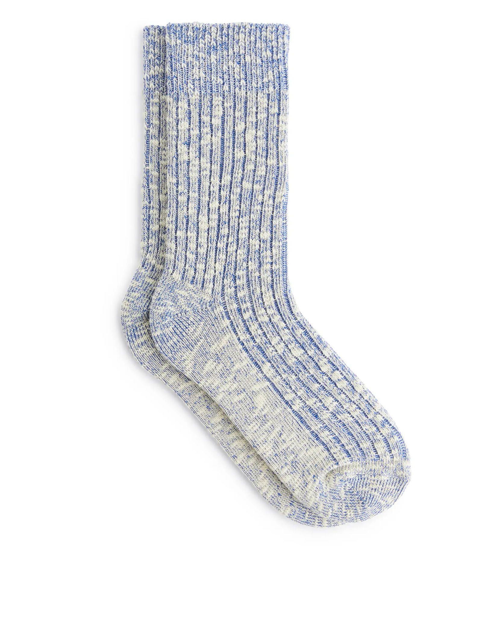 ARKET Chunky Knit Socks in White/Blue Melange | endource