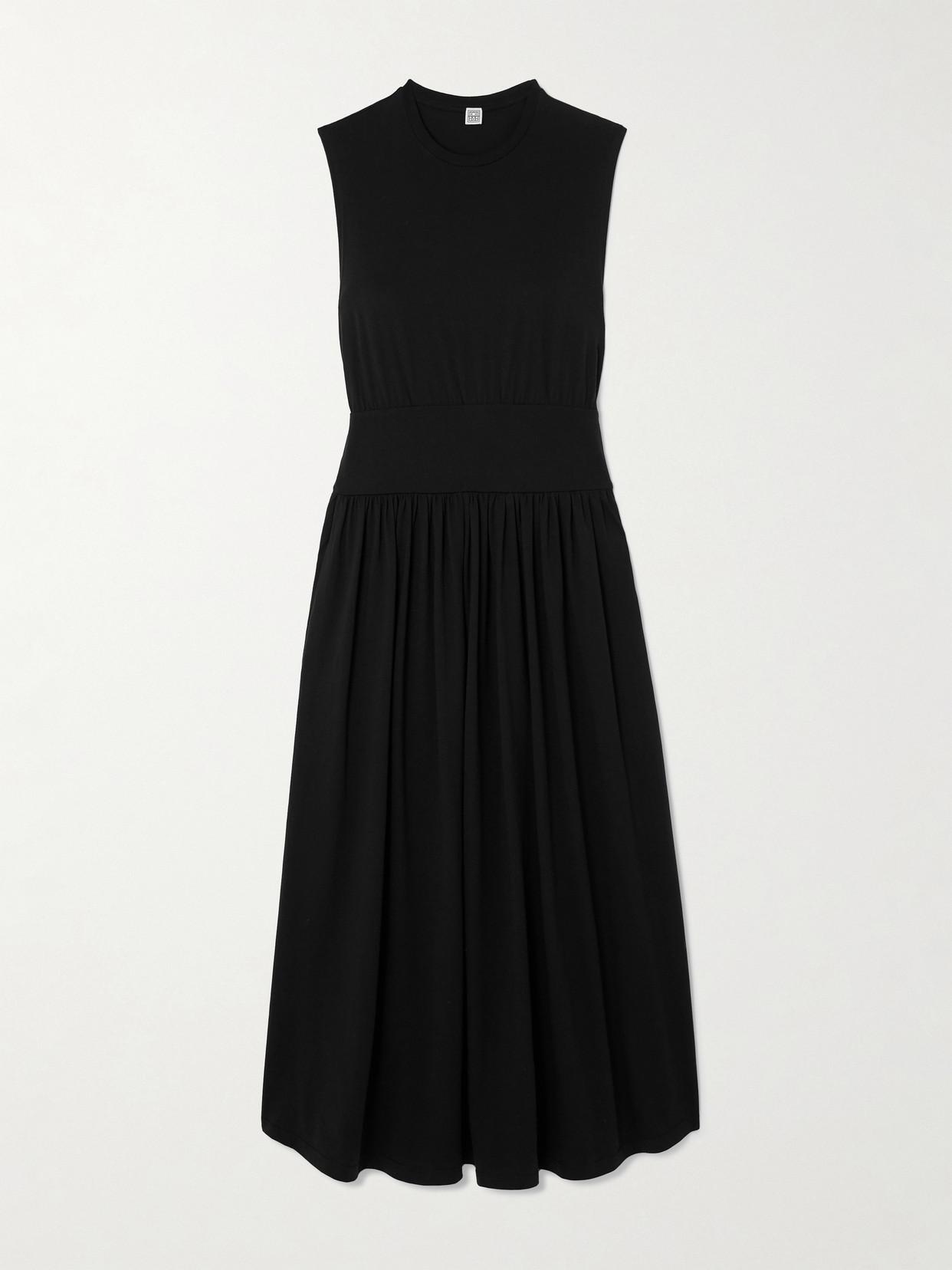 TOTEME Lyocell And Linen-Blend Maxi Dress in Black | endource