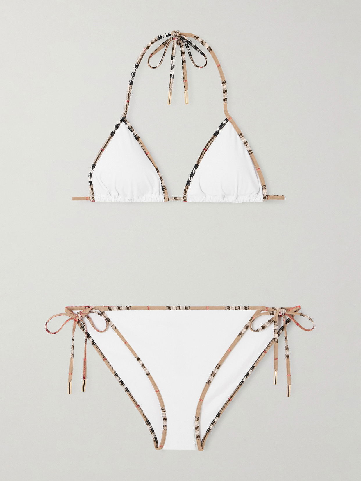 BURBERRY Mata Checked-Piped Triangle Bikini | endource