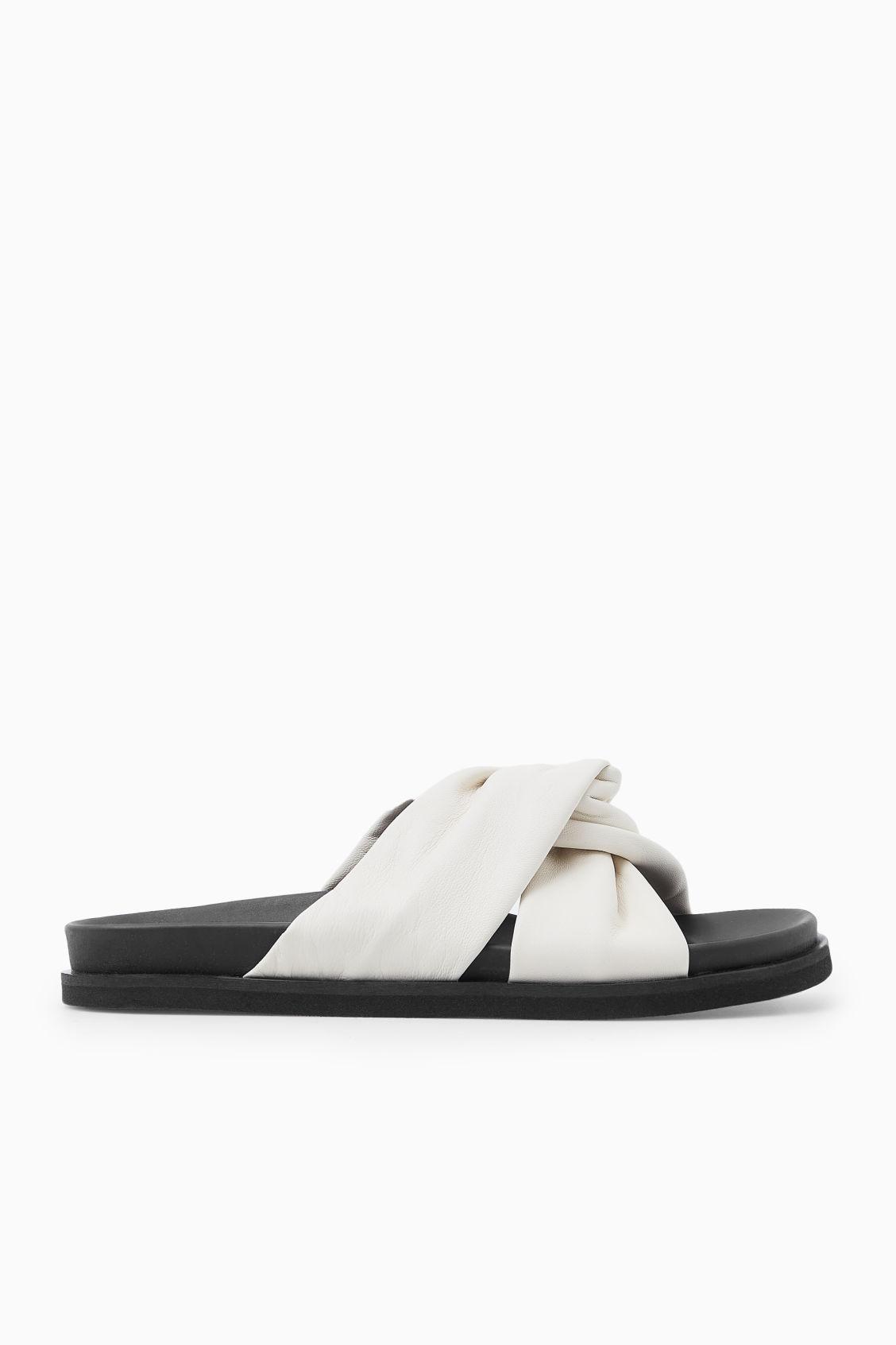 COS Crossover Leather Slides in WHITE | endource