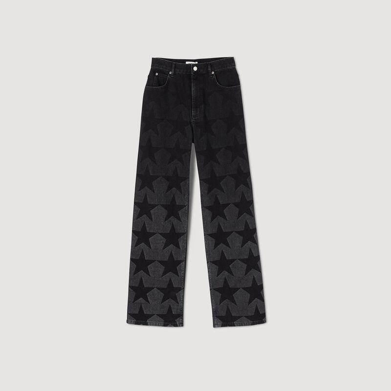 SANDRO Starry Straight-Leg Jeans in Black | Endource