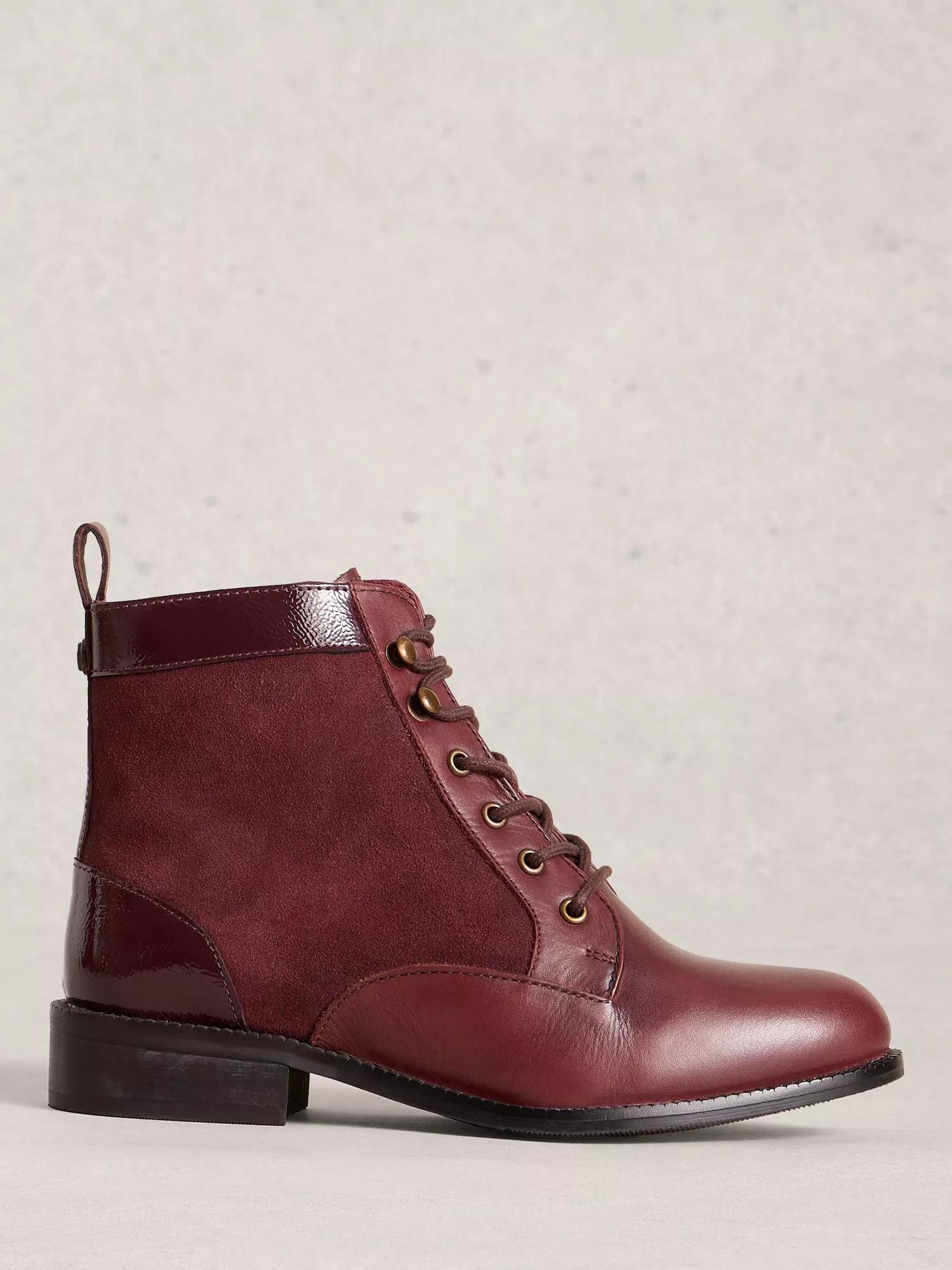 WHITE STUFF Marion Suede Blend Ankle Boots, Deep Red | endource