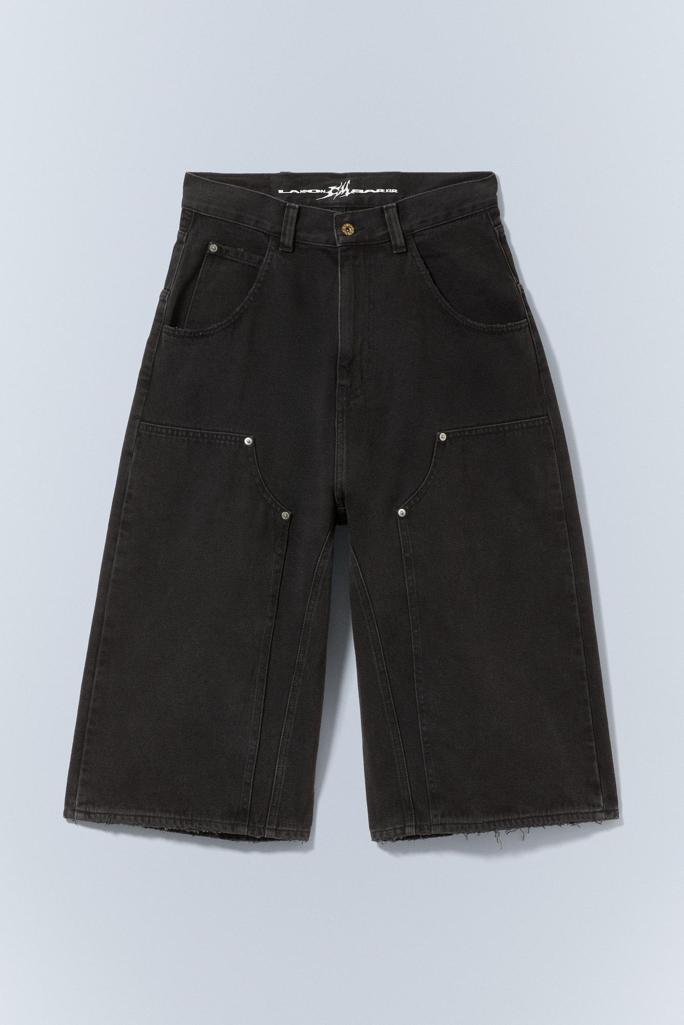 WEEKDAY Dunno Unisex Carpenter Jorts in Washed Black | endource