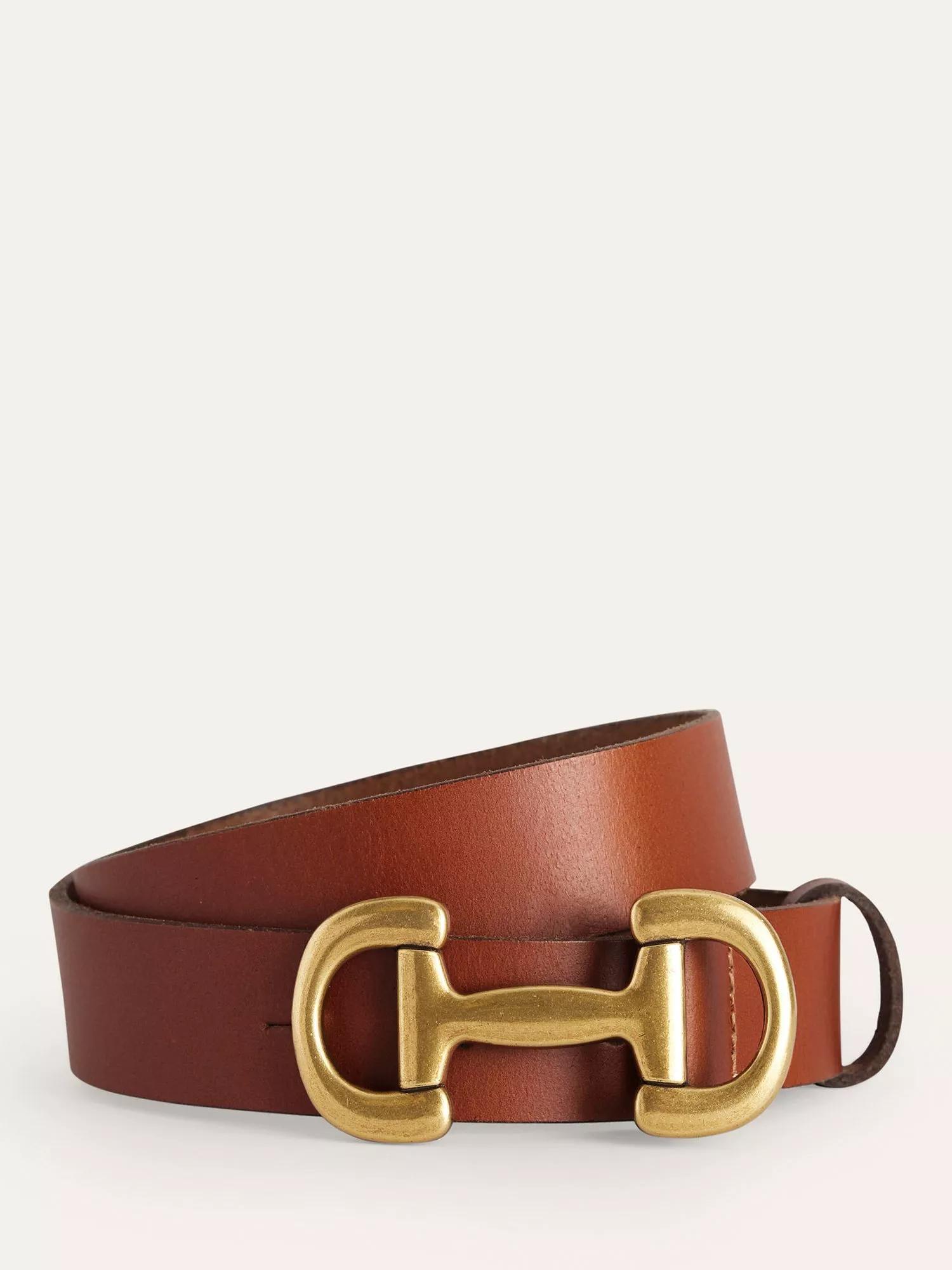 BODEN Iris Snaffle Trim Leather Belt in Tan | endource