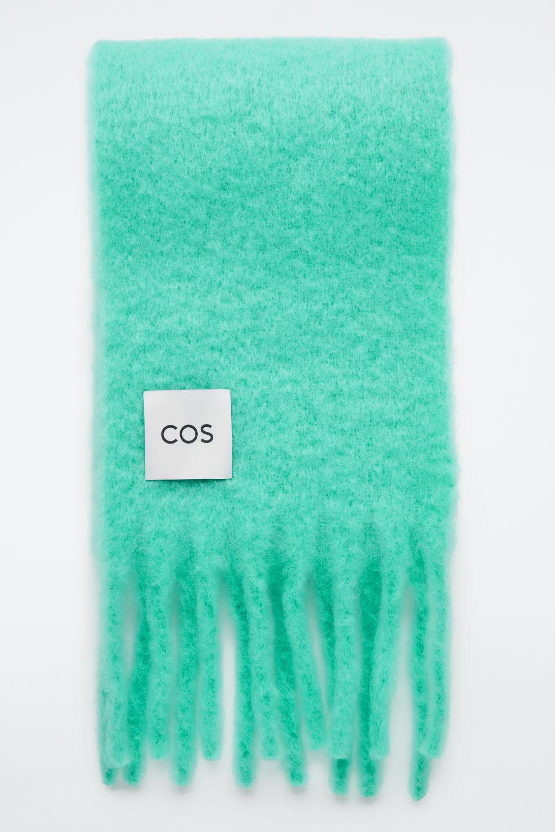COS Fringed Brushed-Mohair Scarf in TURQUOISE | endource