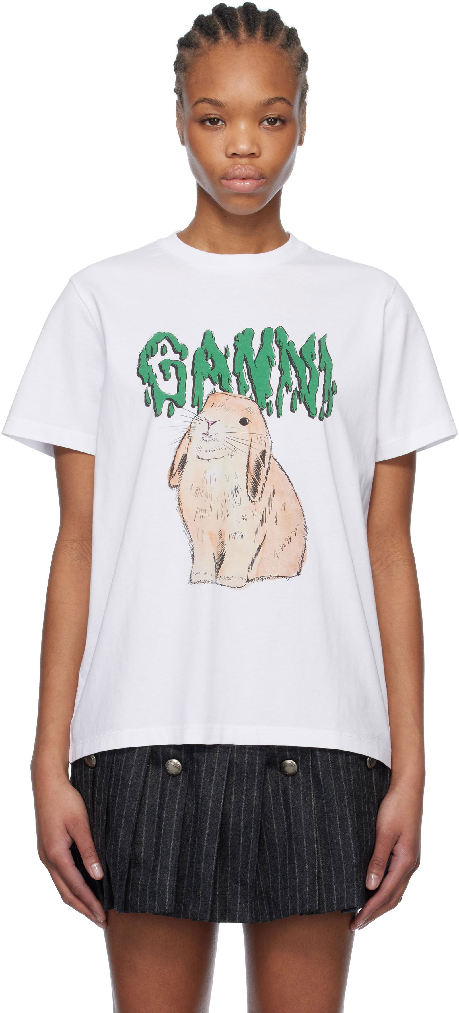 GANNI Graphic Bunny Jersey T-Shirt | endource