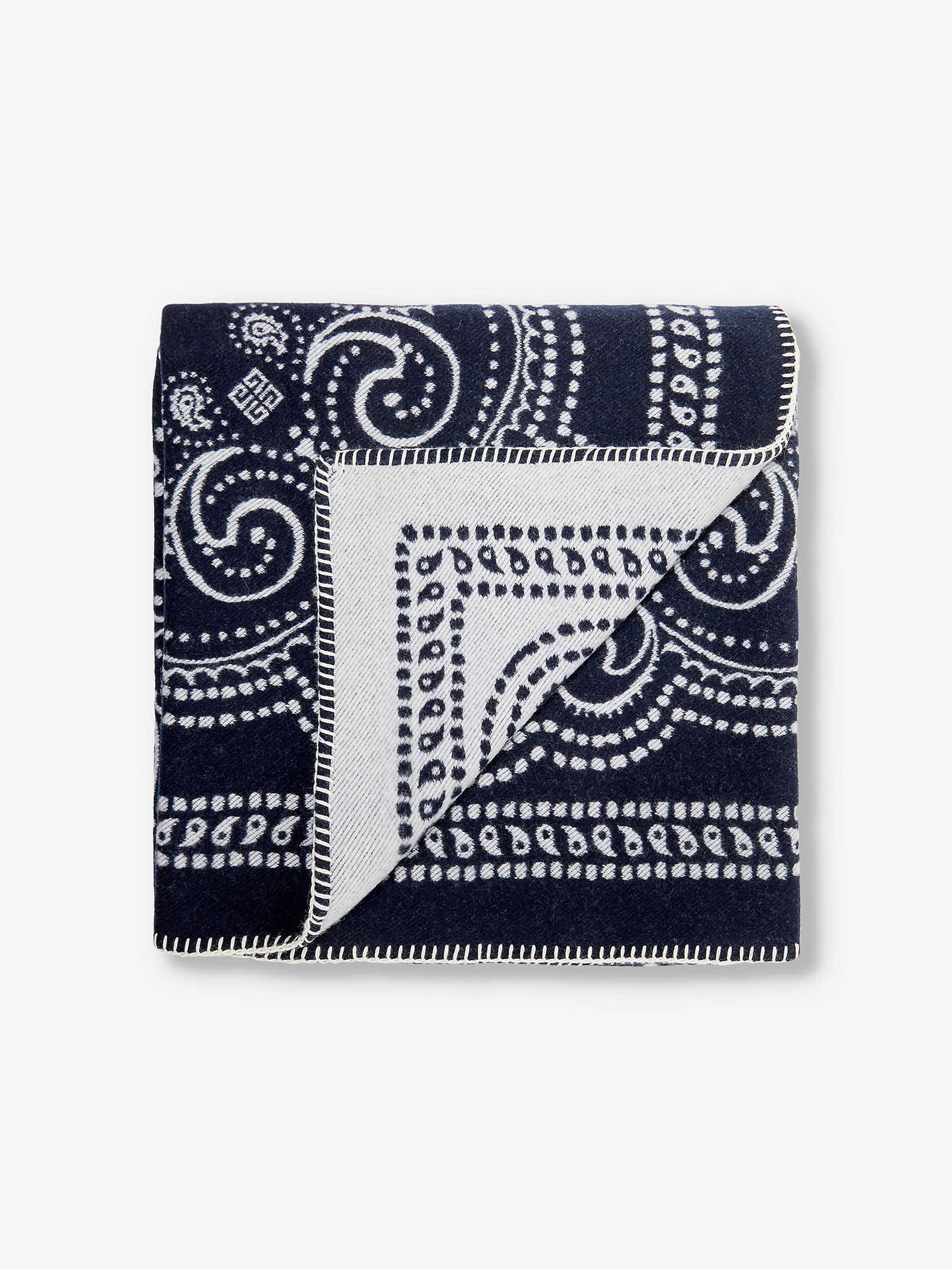 GIVENCHY Bandana Wool Blanket in NAVY/WHITE | Endource