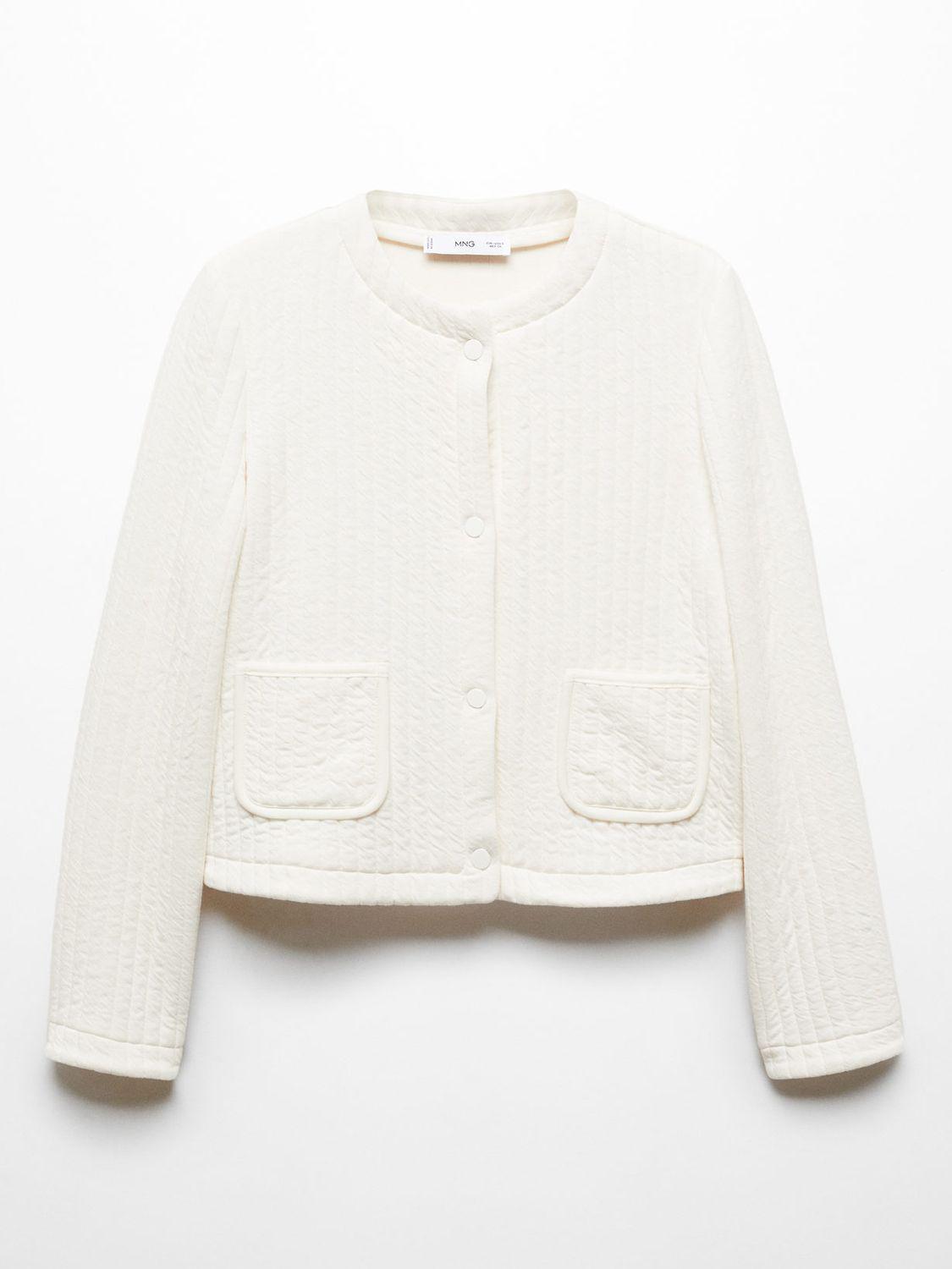 MANGO Waffle Textured Jacket in Light Beige | Endource