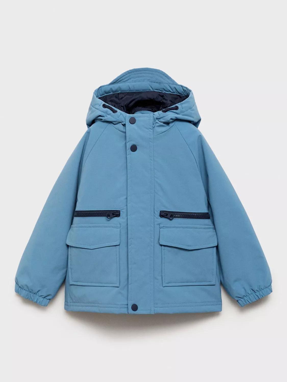 MANGO Kids' Ringo Parka Jacket in Medium Blue | endource