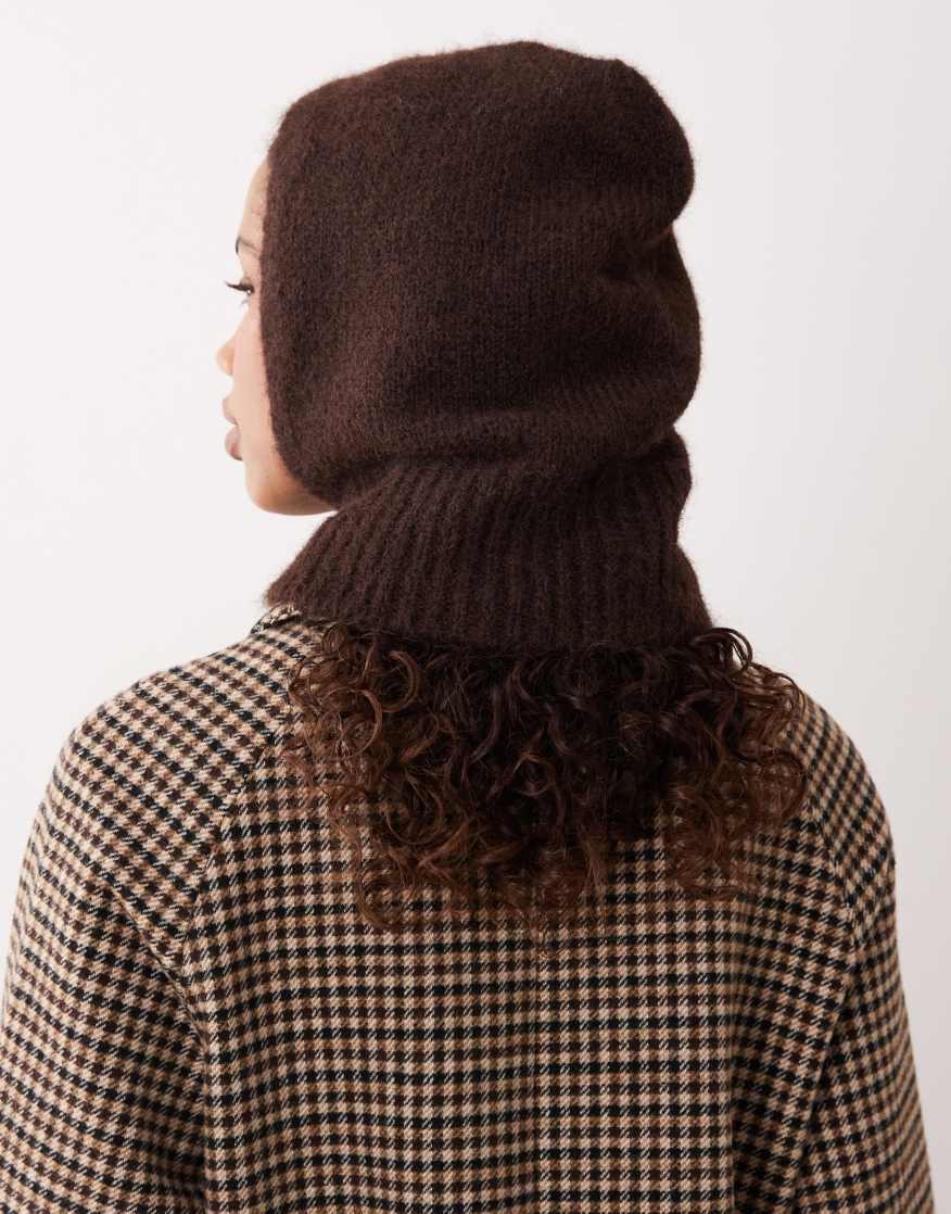 MANGO Knitted Snood In Chocolate Brown | endource