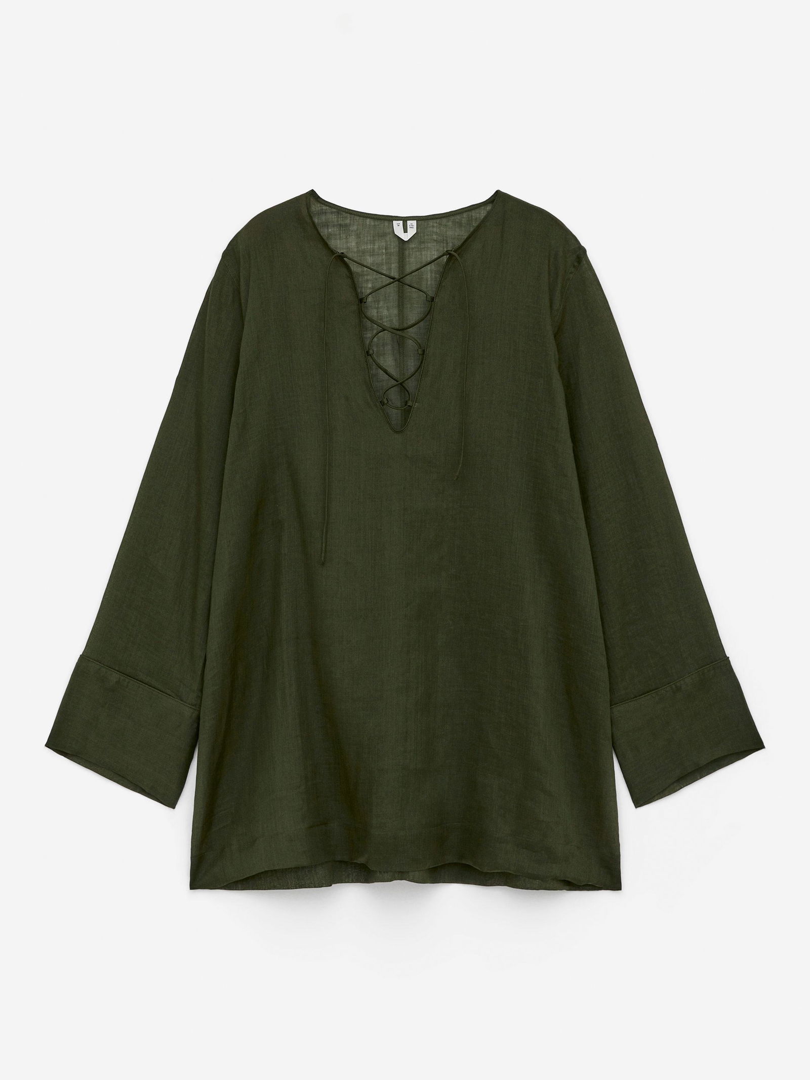 ARKET Ramie Beach Dress in Dark Green | endource
