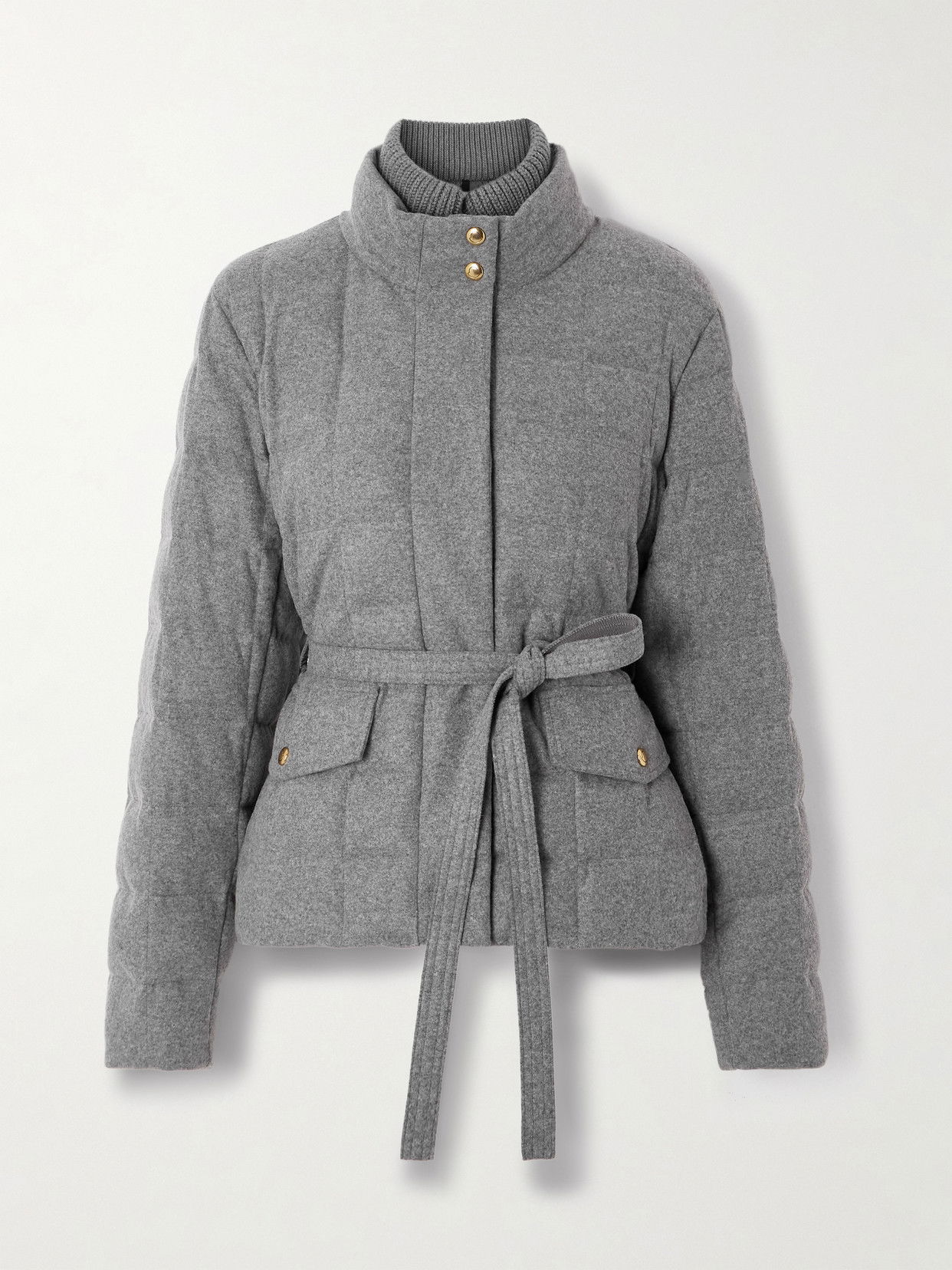 MONCLER Bussettes Belted Quilted Padded Flannel Down Jacket | endource