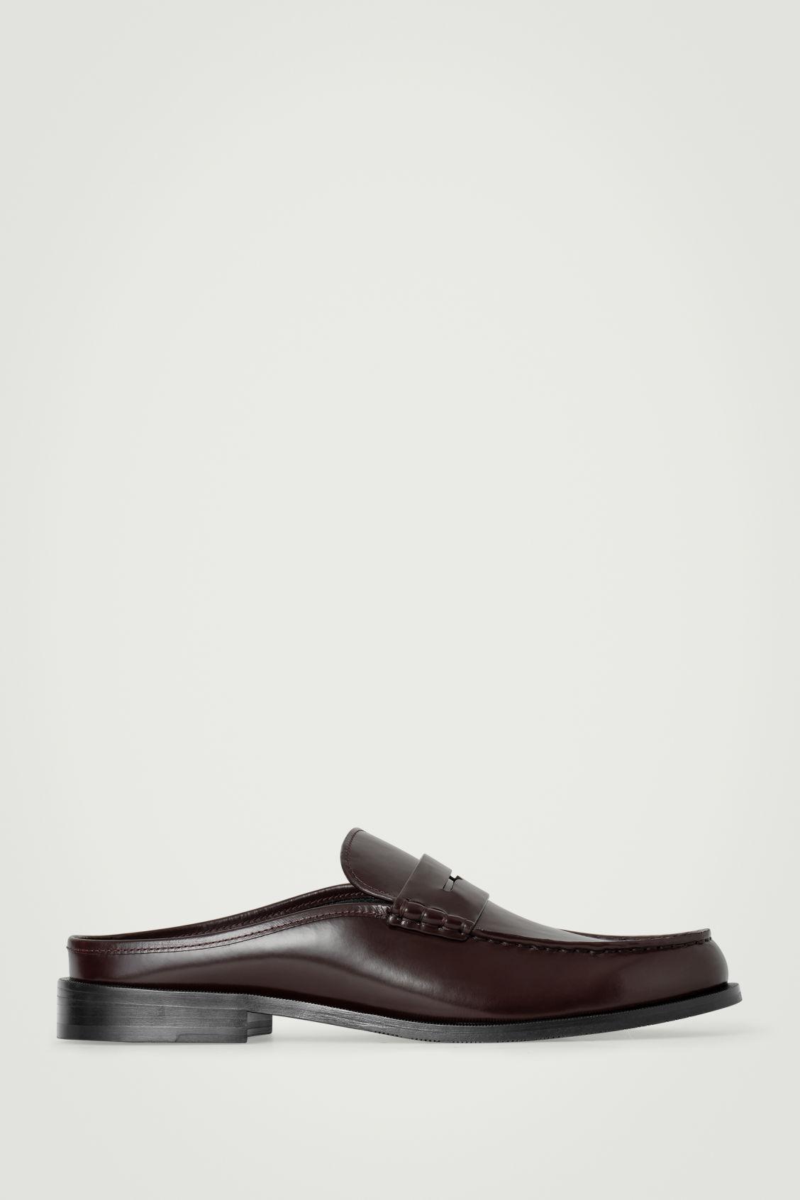 COS Leather Penny Mules in BURGUNDY | endource