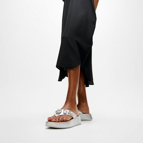 FitFlop F-MODE Ultra-Jewel Metallic-Leather Toe-Post Sandals | endource