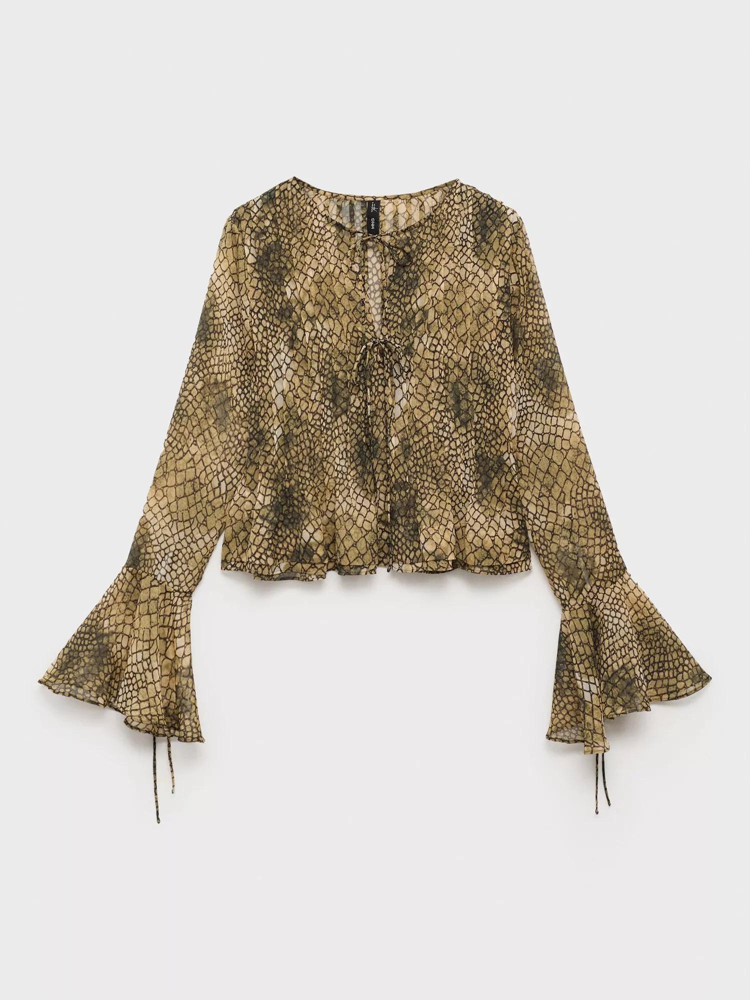 MANGO Dove Snake Print Top in Brown/Beige | endource