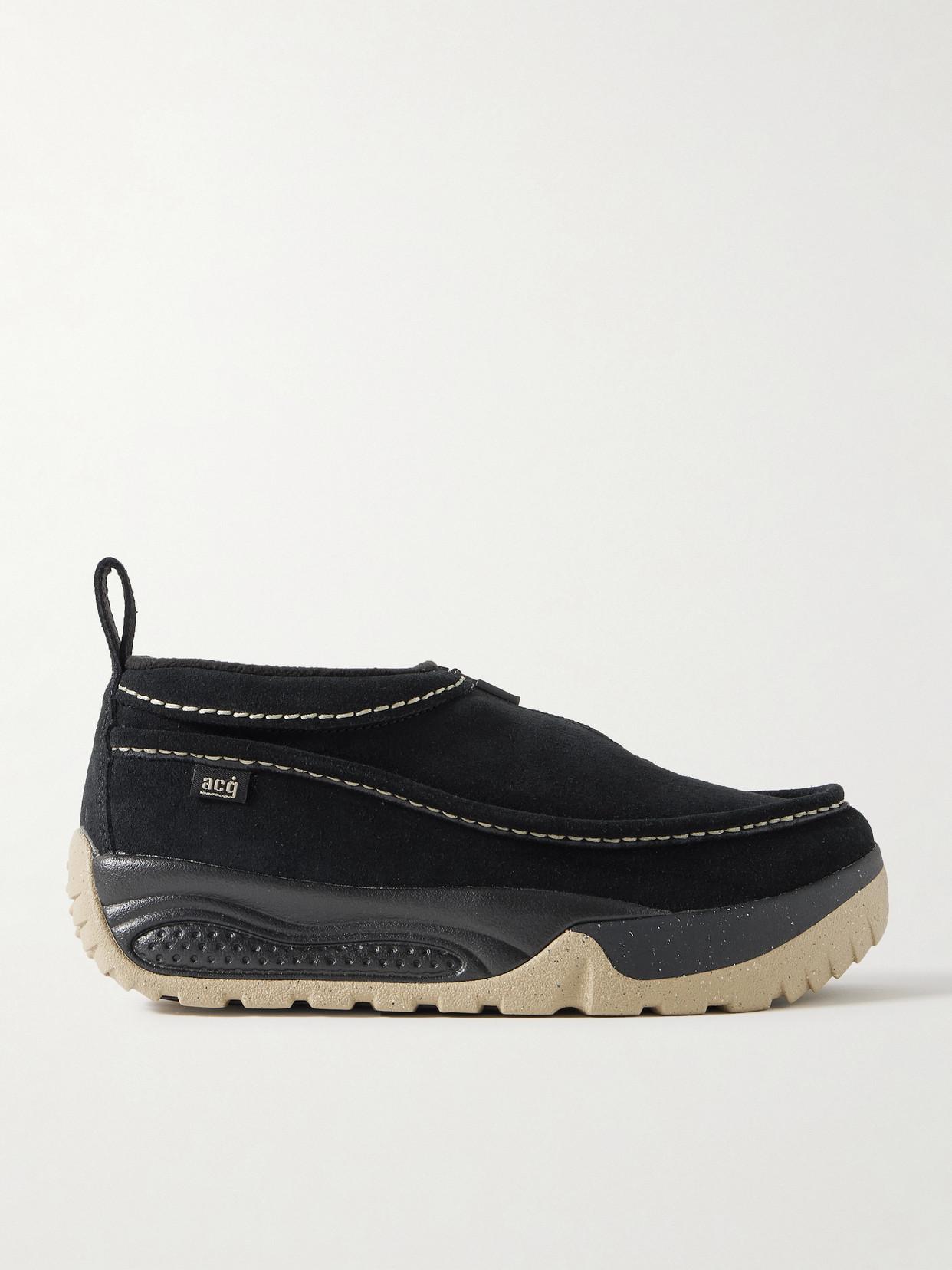 NIKE ACG Izy Rubber-Trimmed Suede Sneakers in Black | endource