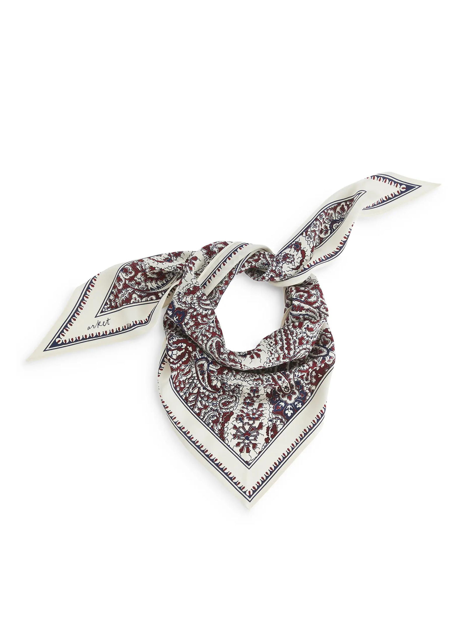 ARKET Triangle Silk Scarf in White/Multi Colour | endource