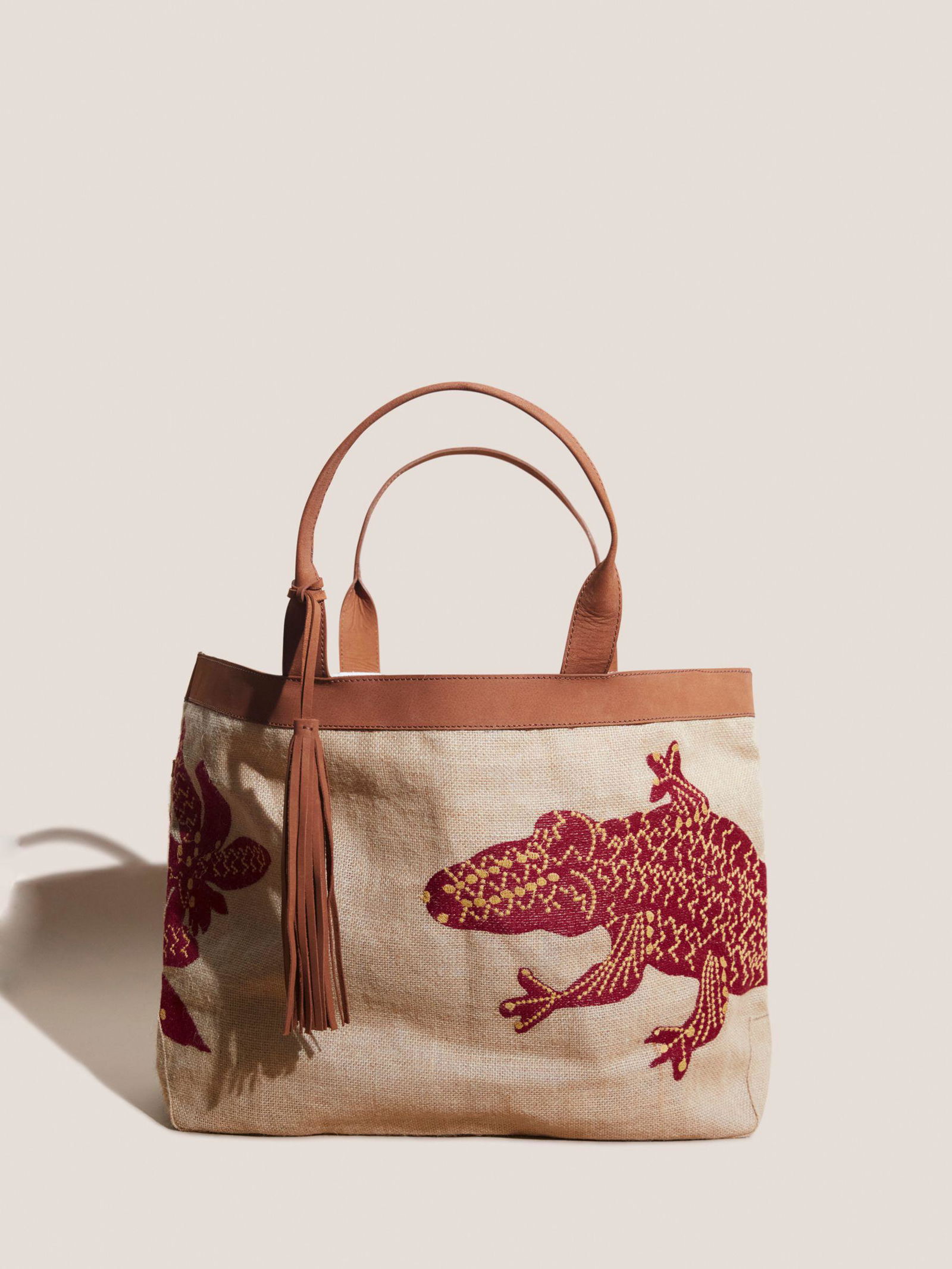 WHITE STUFF Alligator Jute Tote Bag in Natural | Endource