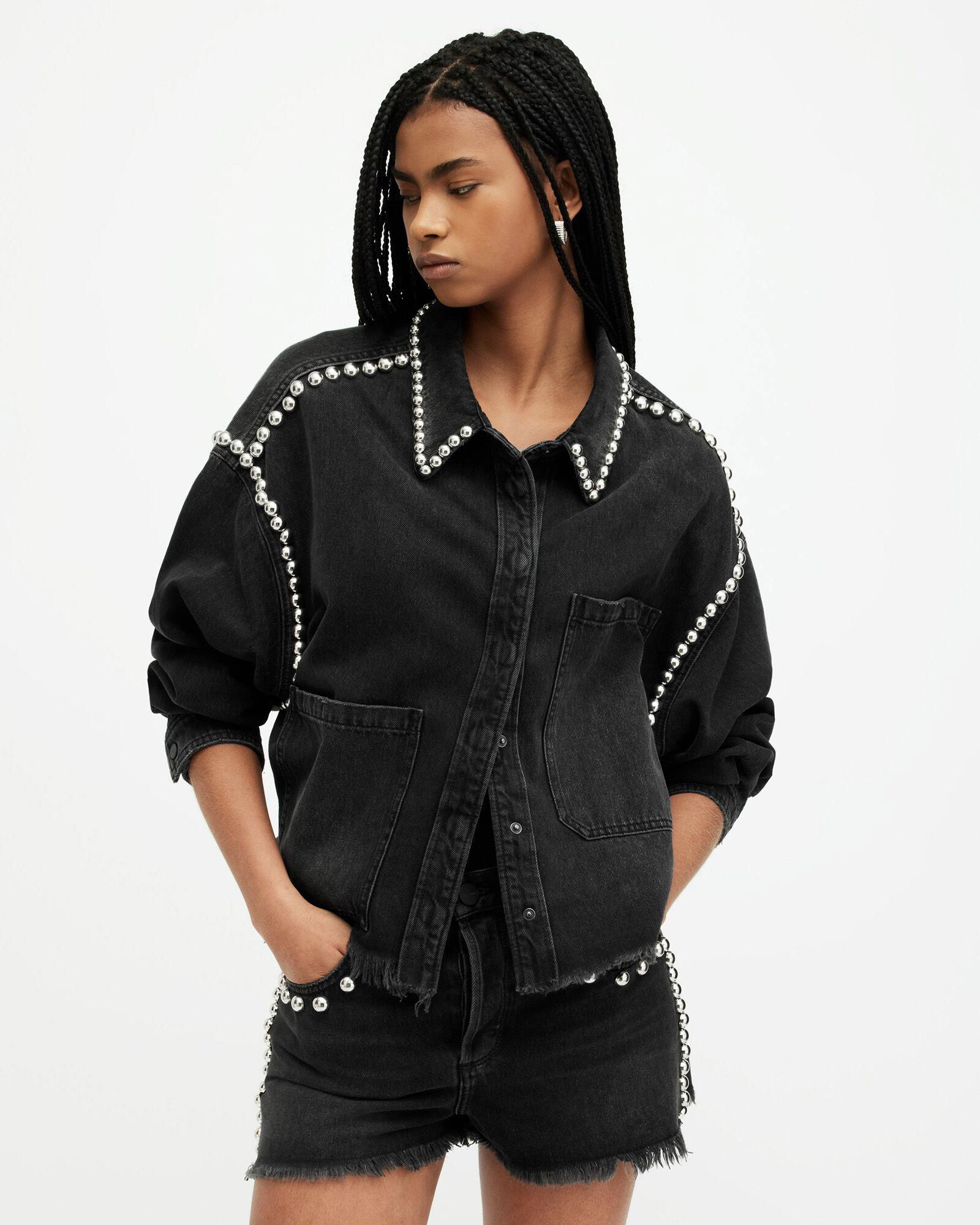 ALLSAINTS Nicky Studded Denim Shirt Jacket | endource
