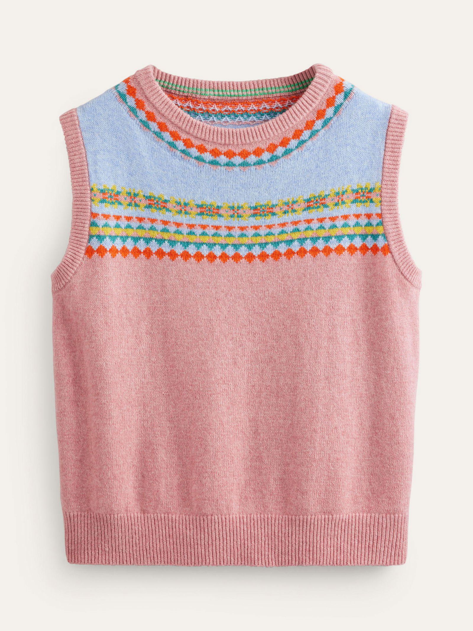 BODEN Edie Fair Isle Wool Blend Tank Top in Pink/Multi | endource