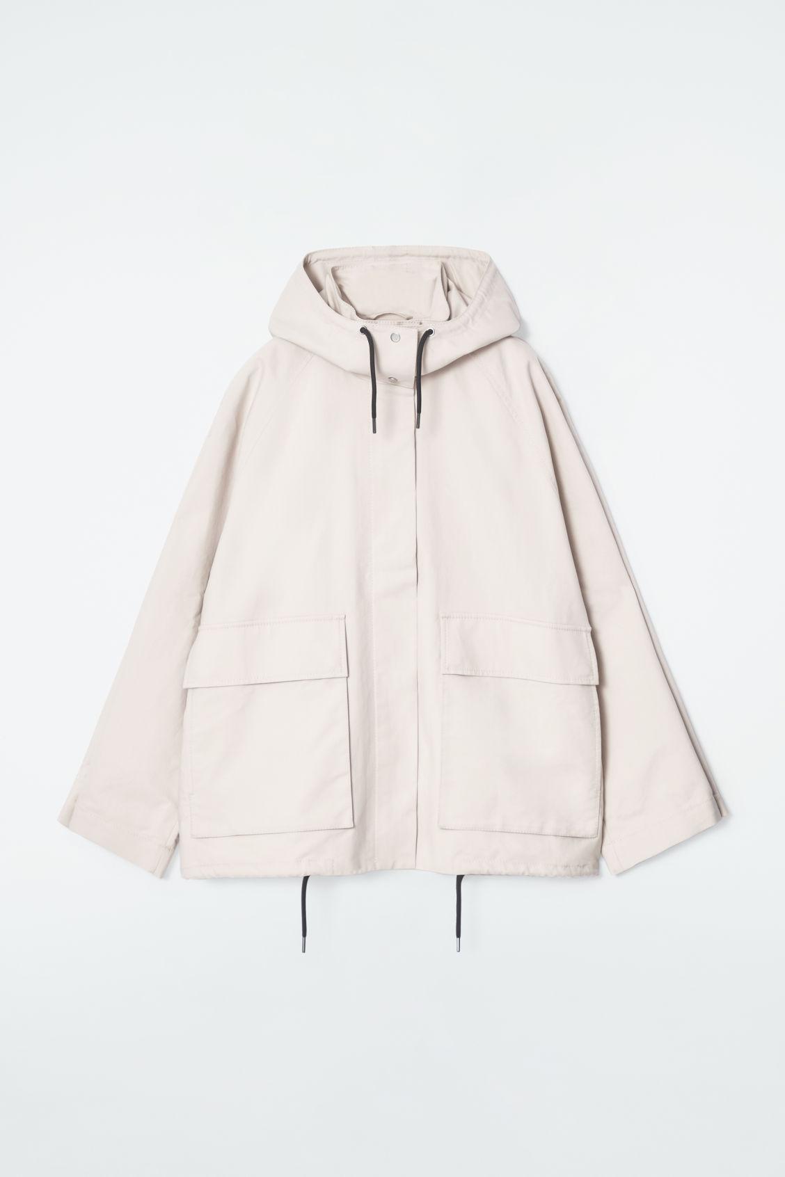 COS Hooded Cotton Utility Jacket in LIGHT BEIGE | endource