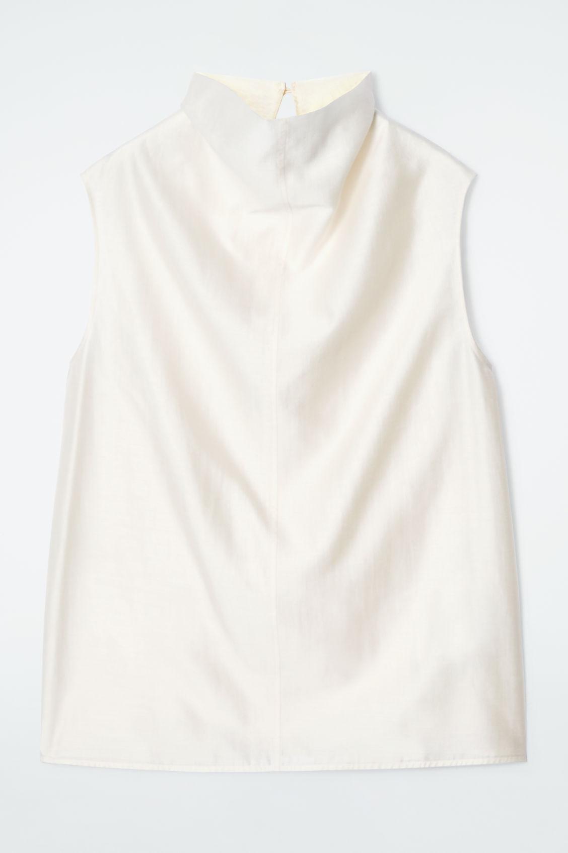 COS Funnel-Neck Sleeveless Blouse in IVORY | endource