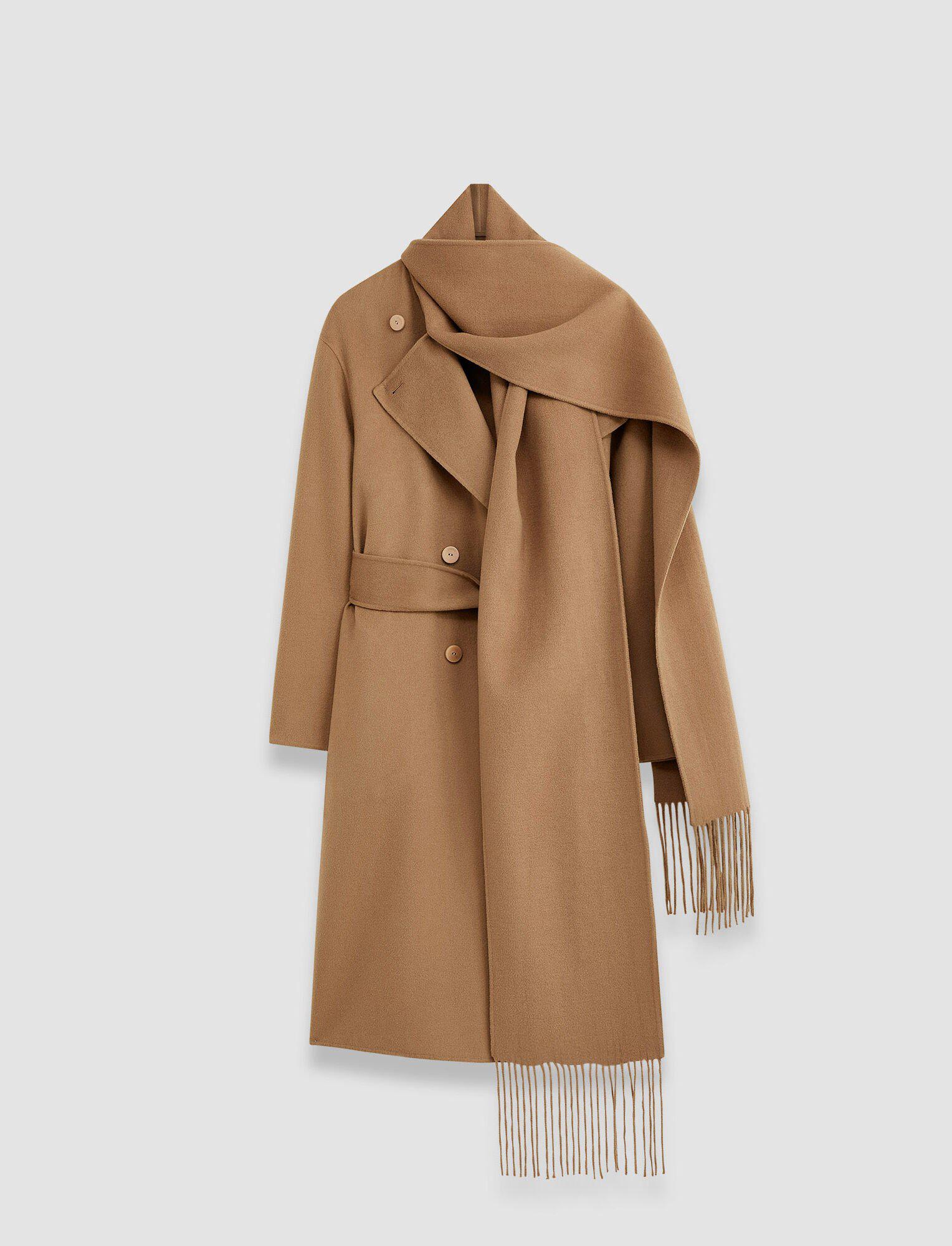 JOSEPH Light Double Face Lepage Scarf Coat in Oak | endource