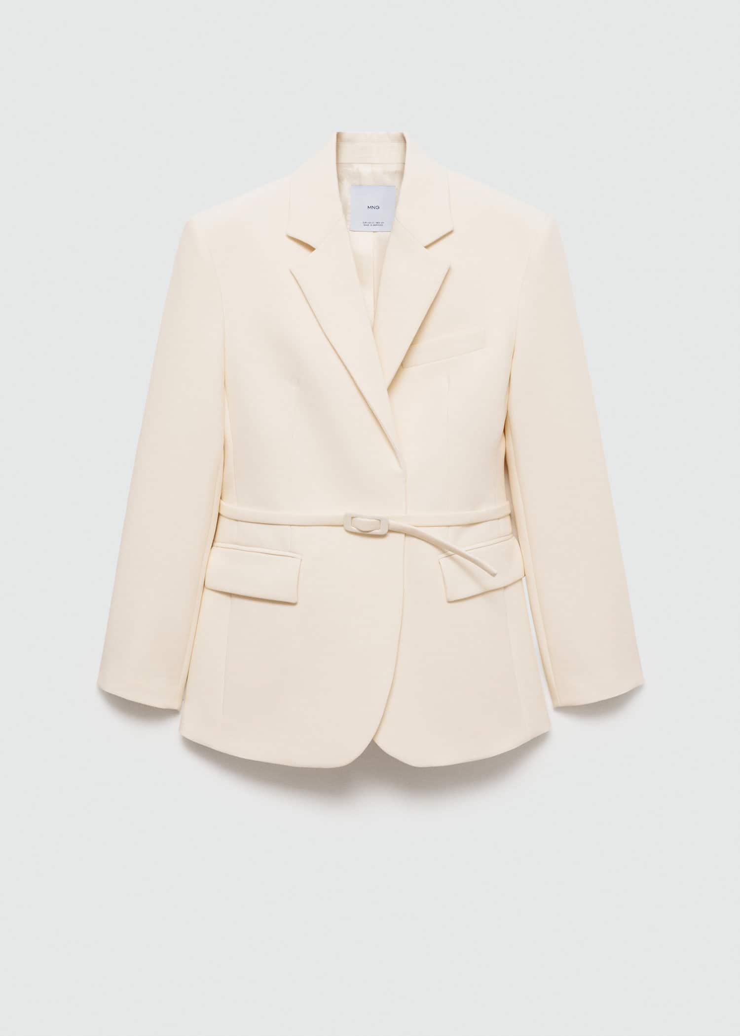 MANGO Suit Jacket With Belt in Ecru | Endource