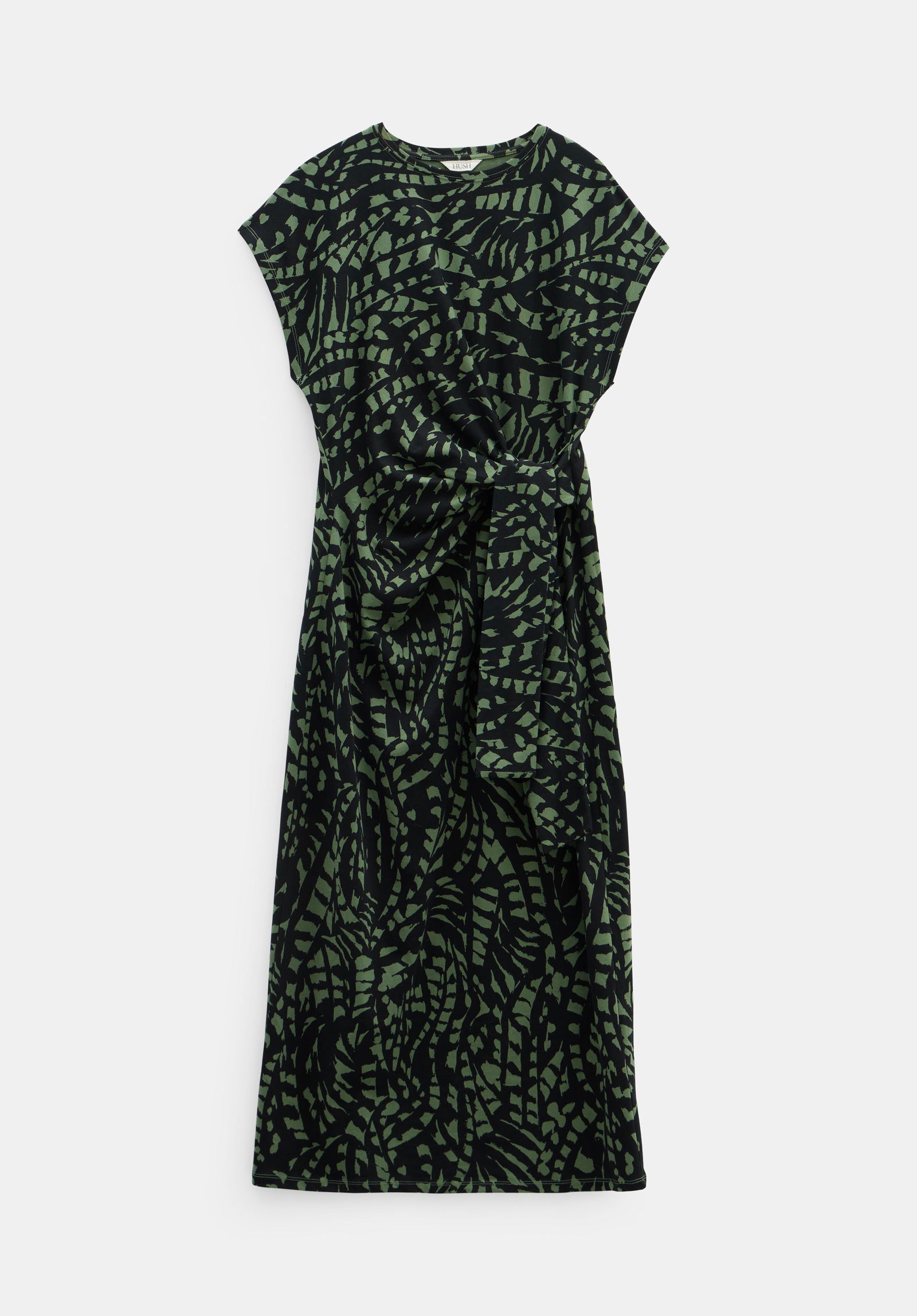 HUSH Trinny Midi Dress in Abstract Boho Charcoal | endource