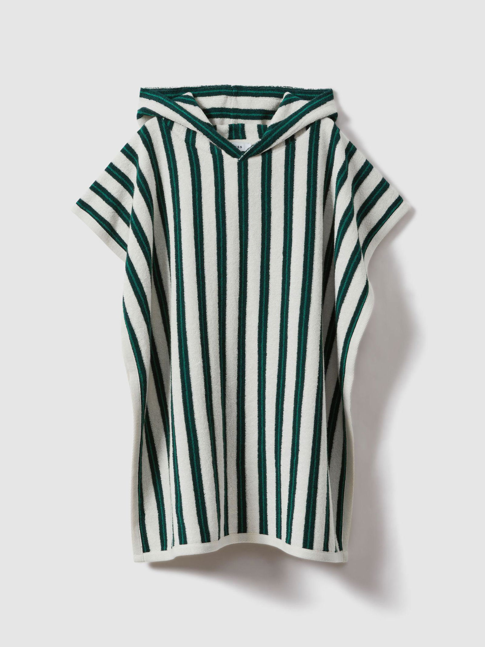 REISS Ray Hooded Striped Poncho in Green/White | endource
