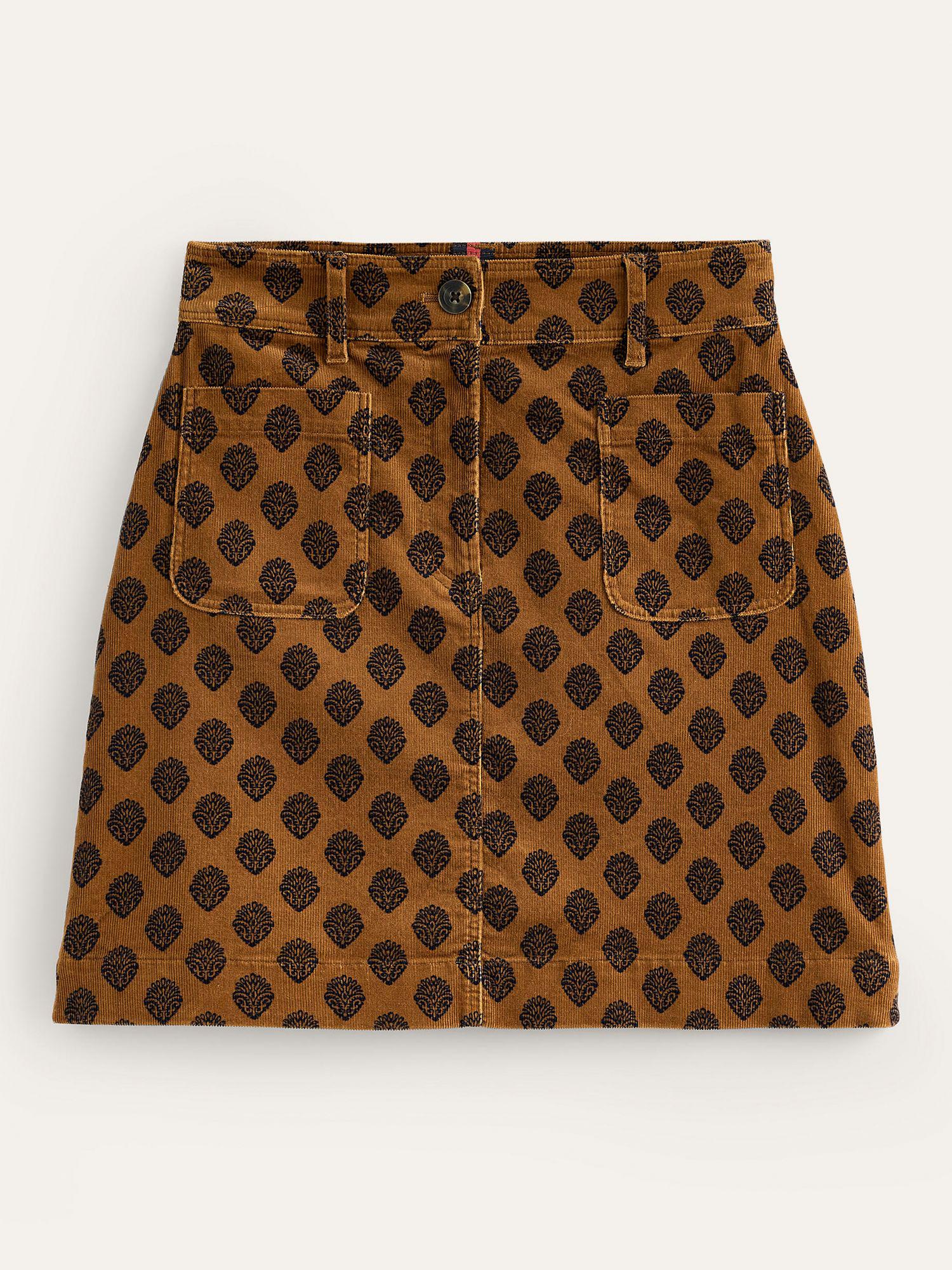 BODEN Estella Fern Corduroy Mini Skirt in Brown/Black | endource