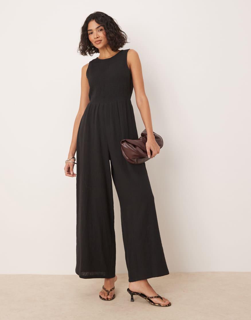 NOBODY'S CHILD Ruth Wide Leg Jumpsuit in Black | endource