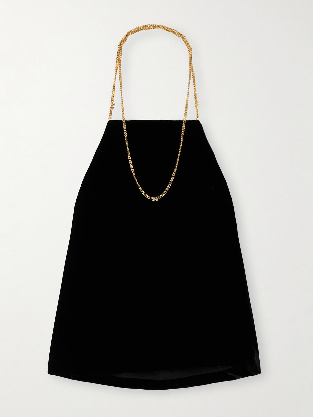 PALM ANGELS Open-Back Chain-Embellished Velvet Top | endource