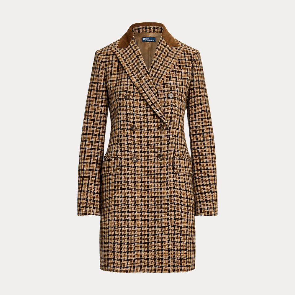 POLO RALPH LAUREN Double-Breasted Herringbone Coat in Brown | endource