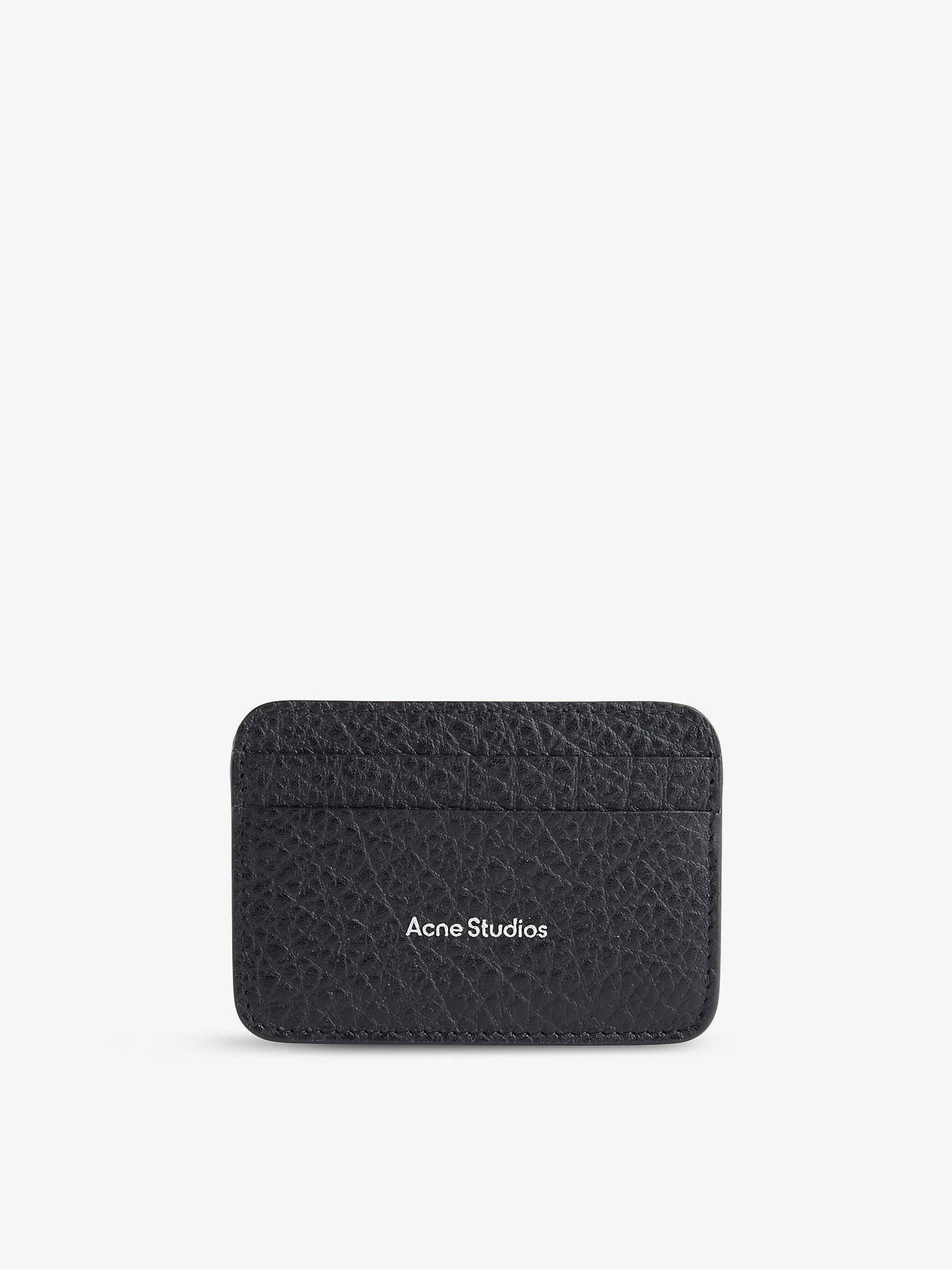 ACNE STUDIOS Logo-Embossed Grained Leather Card Holder in BLACK | Endource