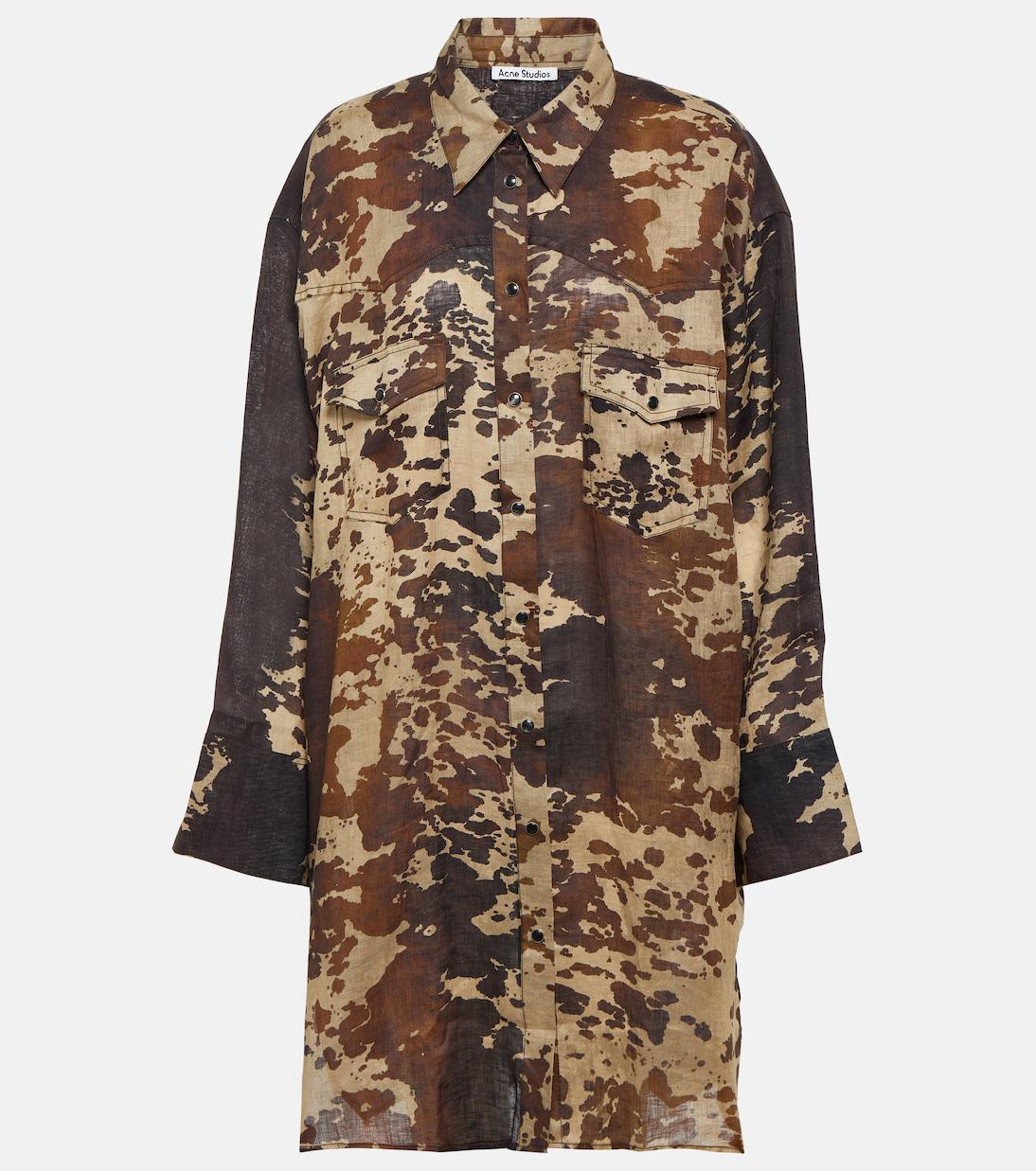 ACNE STUDIOS Cow-print Linen Minidress | endource