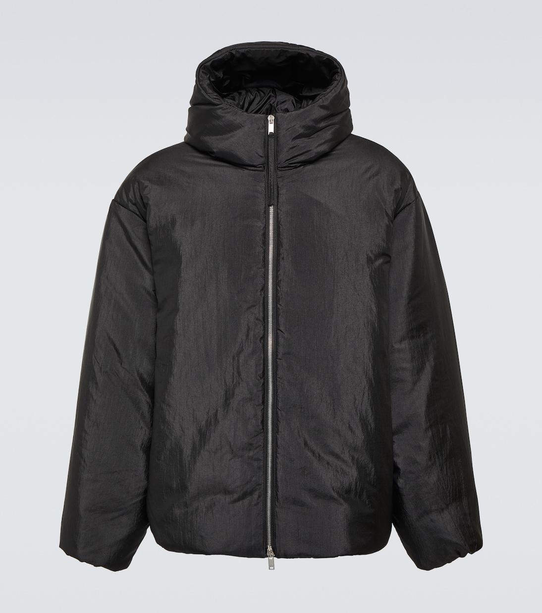 JIL SANDER Leather-Trimmed Down Jacket in Black | Endource