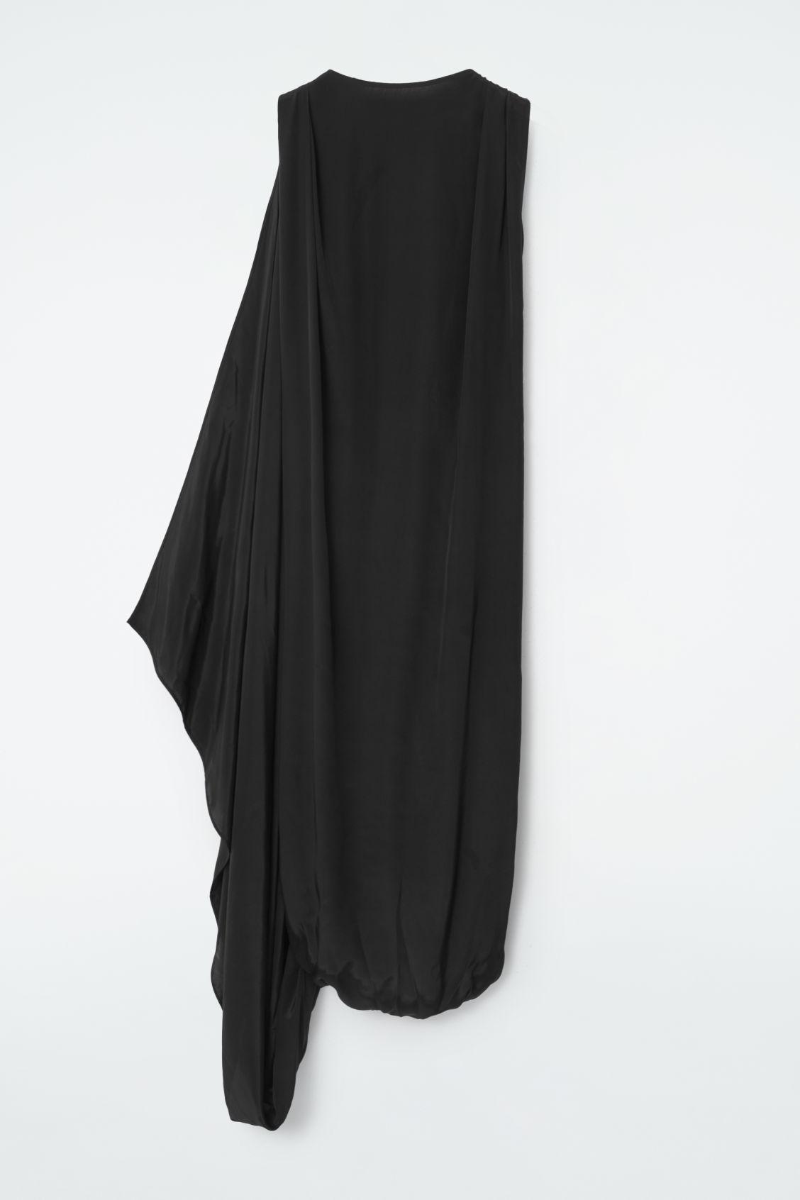 COS Draped Balloon Midi Dress in BLACK | endource